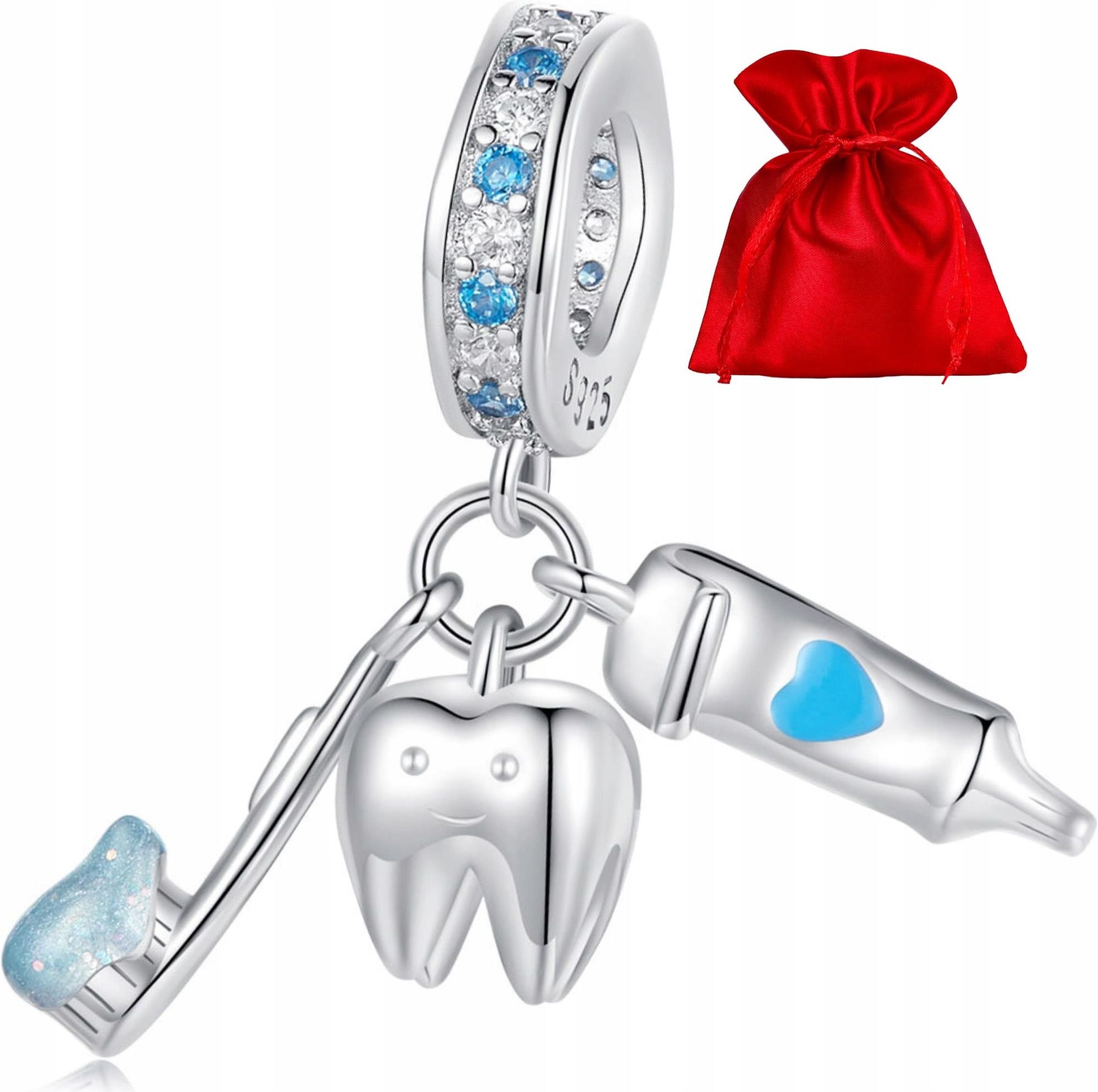 G879 Ząbek pasta i szczoteczka srebrny charms zawieszka - Ceny i opinie - Ceneo.pl