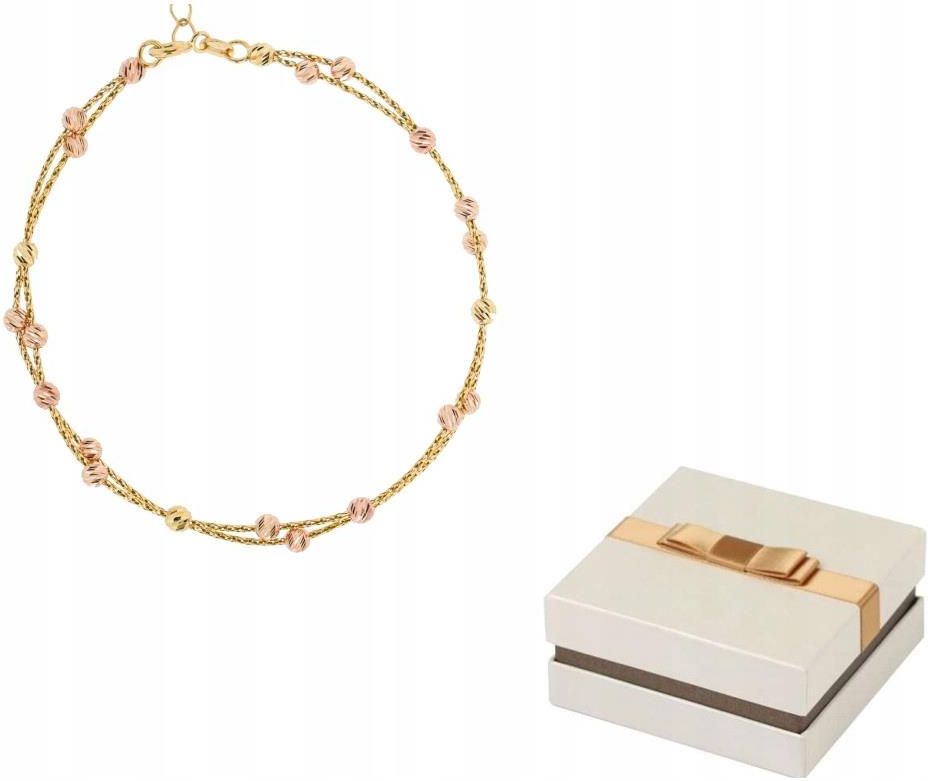 Global Silver Złoto 585 Złota Bransoletka Sztywna z Kulkami 14 karatów ...