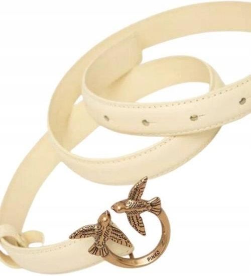 Pasek Damski PINKO Love Berry H2 Belt 100143 A0F1 DOPPIA PANNA GOLD, XS ...