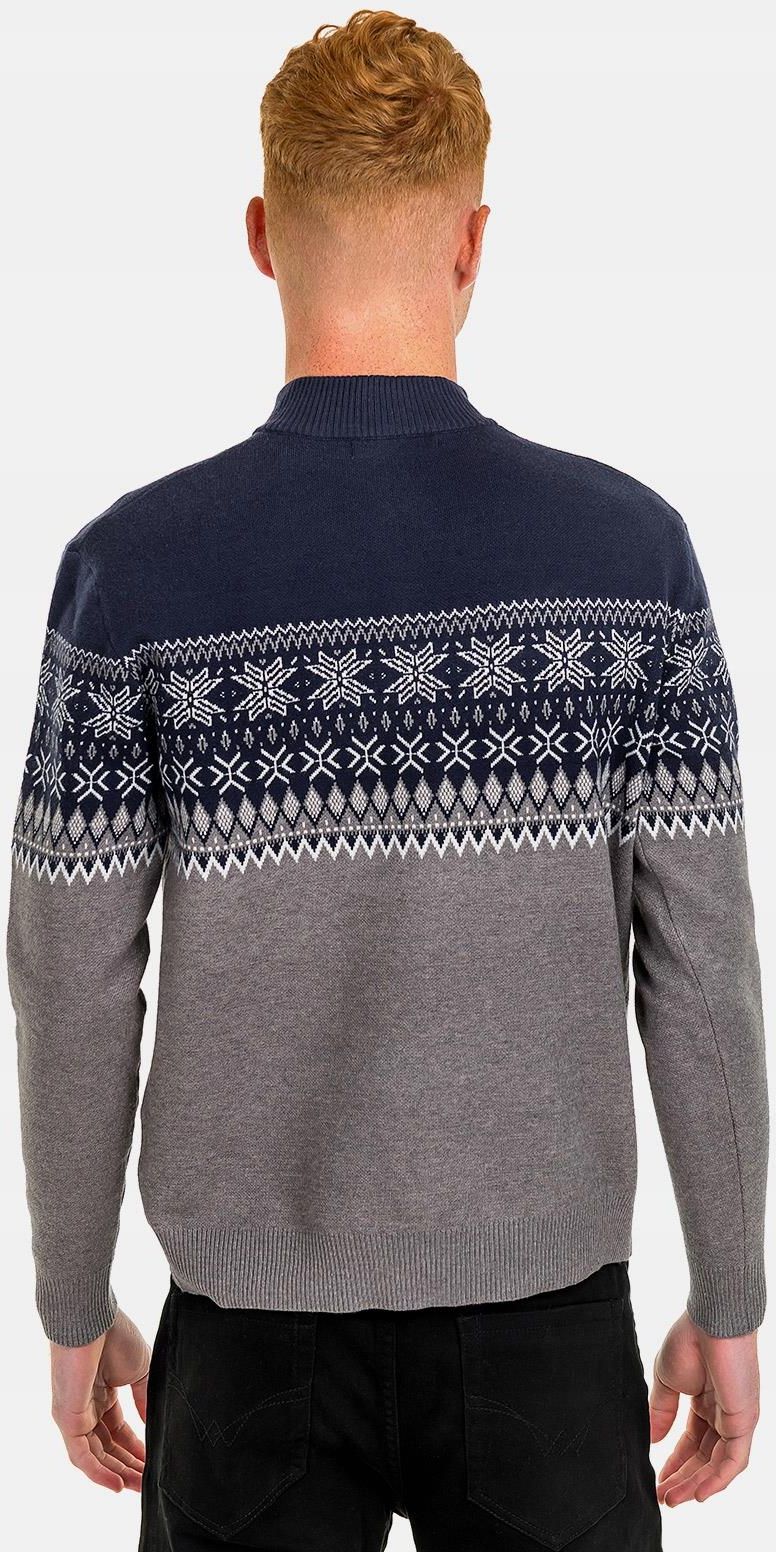 Sweter Męski Wzór Norweski Zimowy Ciepły Stójka Rozpinany M - Ceny i ...
