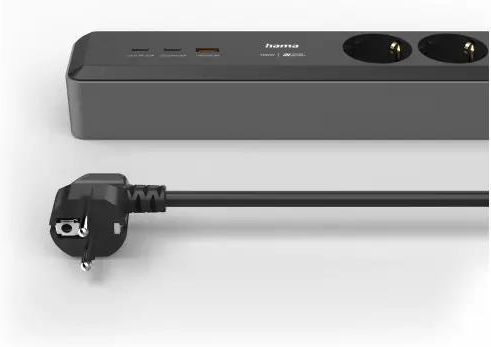 Listwa zasilająca Hama 3 gniazda 1,4m USB PD 100W Czarny (223192 ...