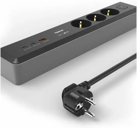 Listwa zasilająca Hama 3 gniazda 1,4m USB PD 100W Czarny (223192 ...