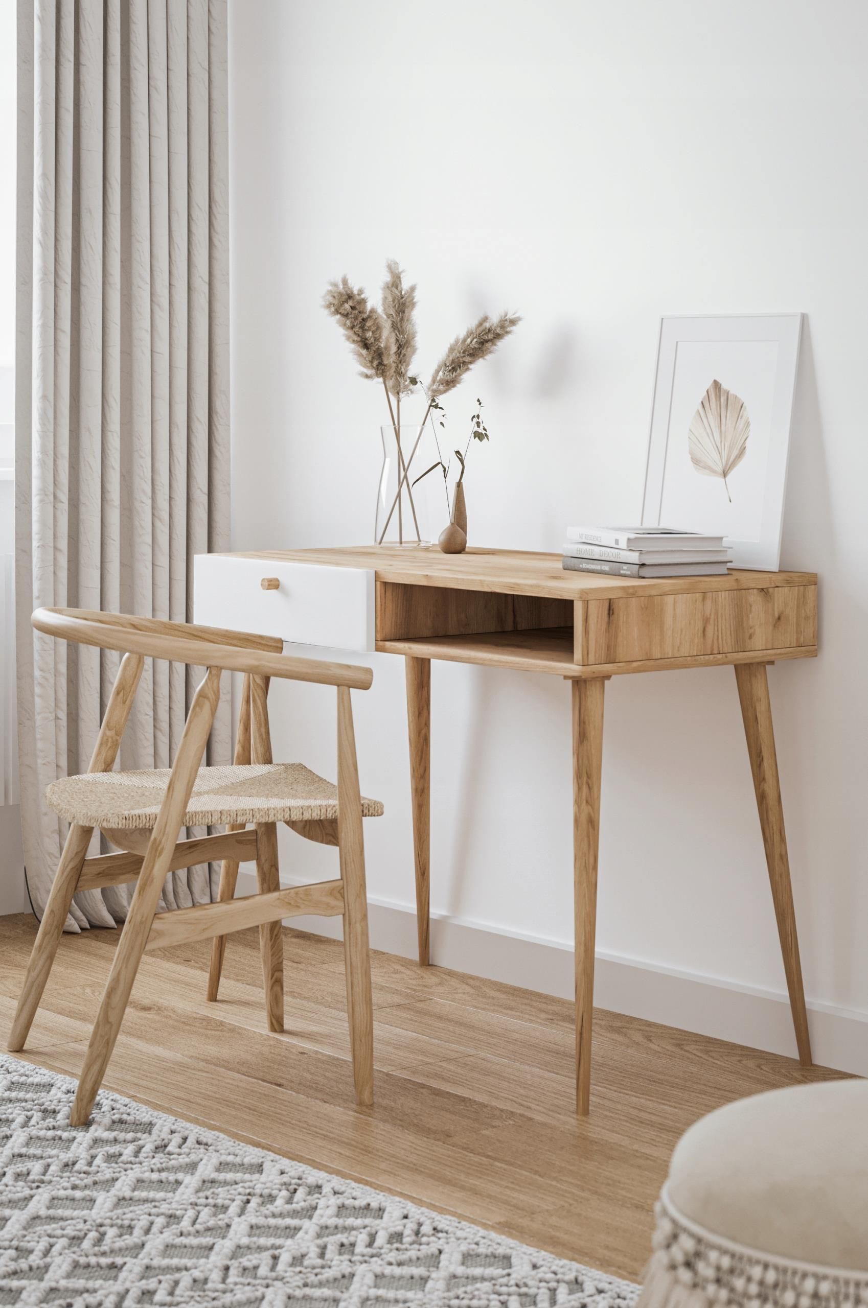 Biurko toaletka Z SZUFLADĄ DĄB ZŁOTY styl SKANDYNAWSKI - Opinie i ...