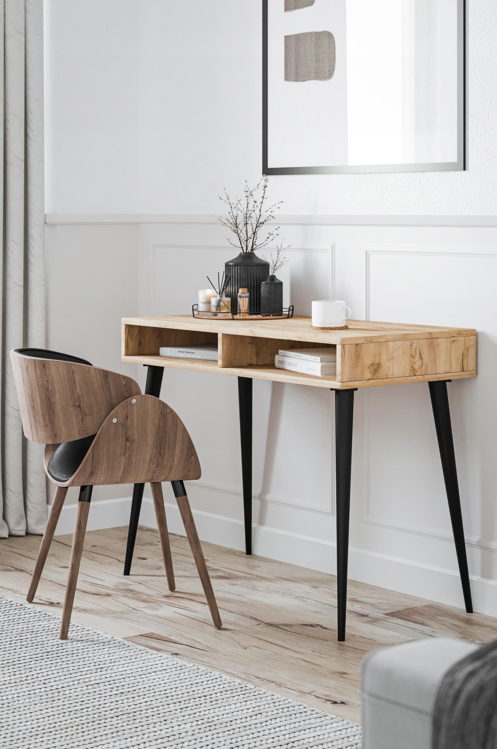 Biurko Toaletka TUURI dąb craft złoty styl skandynawski - Opinie i ...