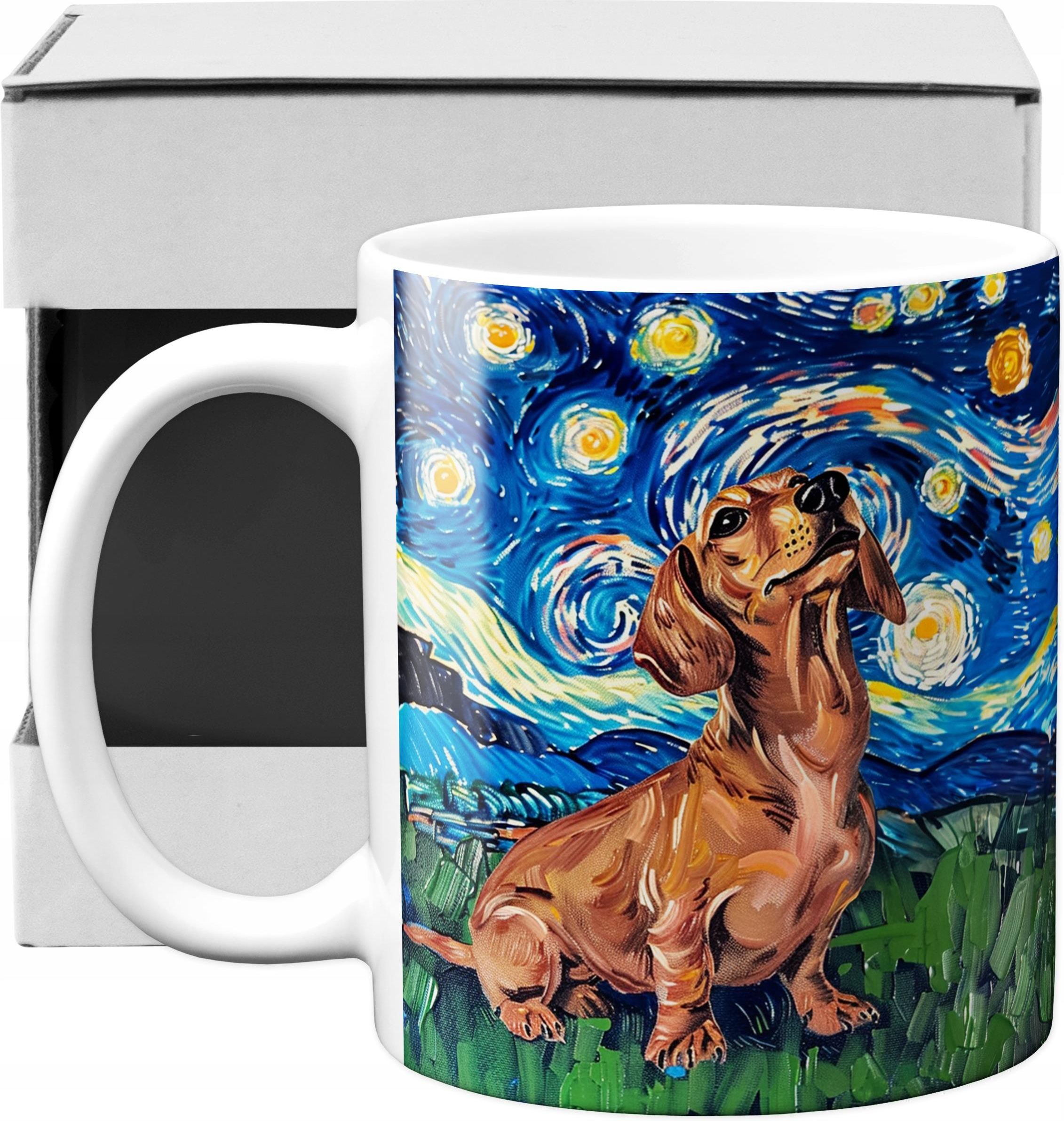 Jamnik Starry Night Gwiaździsta Noc Kubek Pies Dachshund Wiener Dog ...