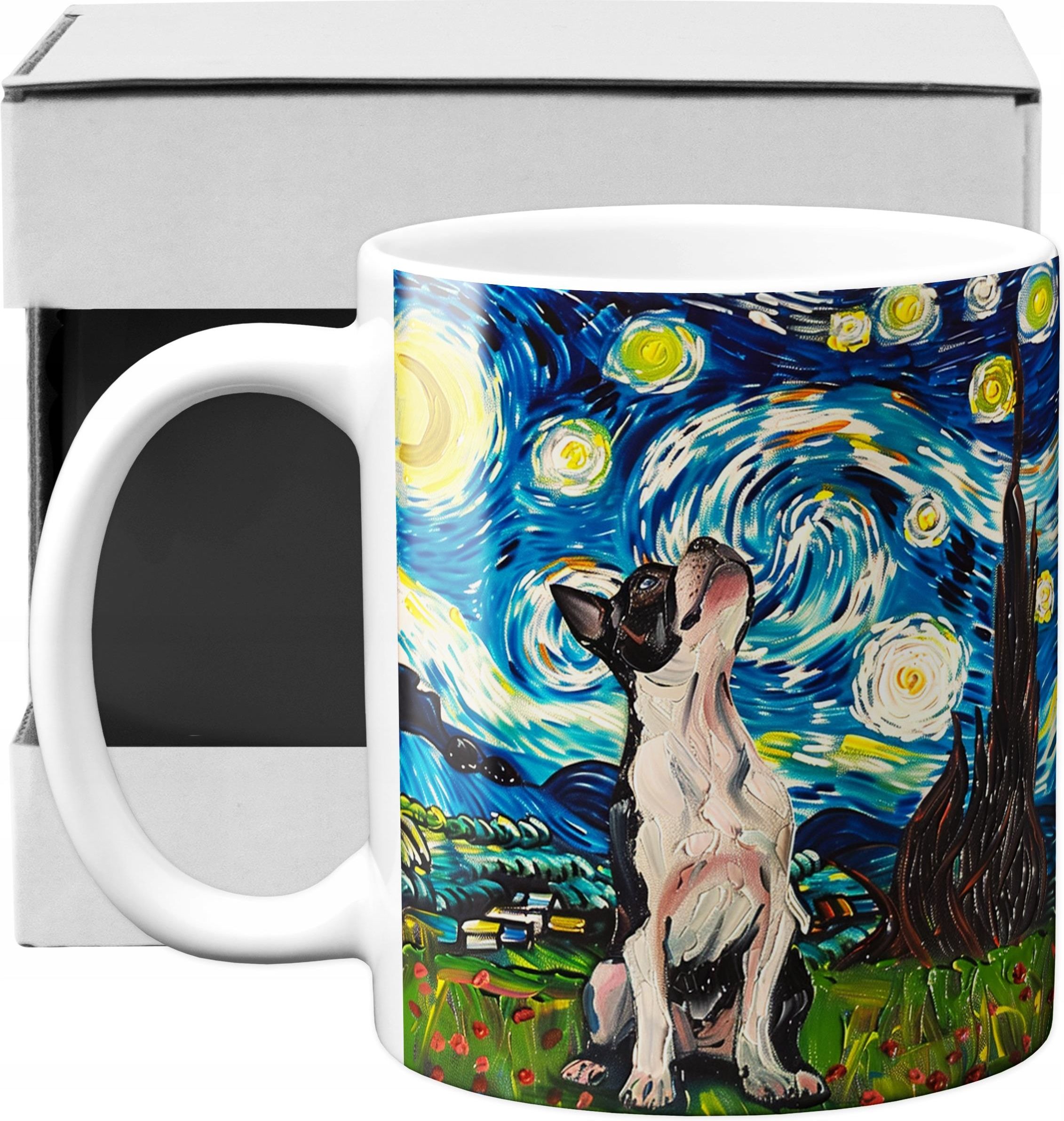 Boston Terrier Starry Night Gwiaździsta Noc Kubek Pies Terier Bull Dog ...