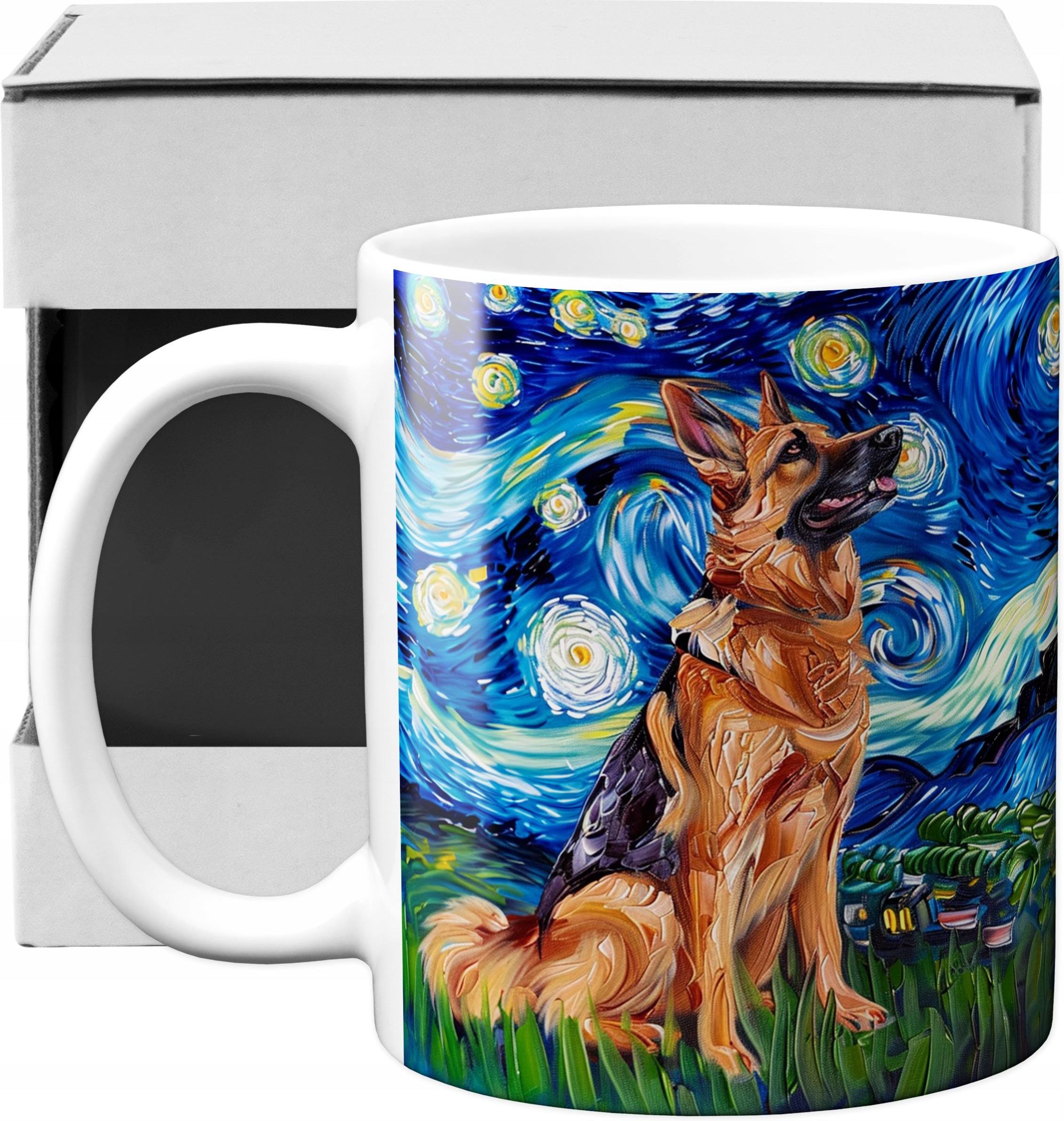 Owczarek Niemiecki Starry Night Gwiaździsta Noc Kubek Pies Wilczur Dog ...