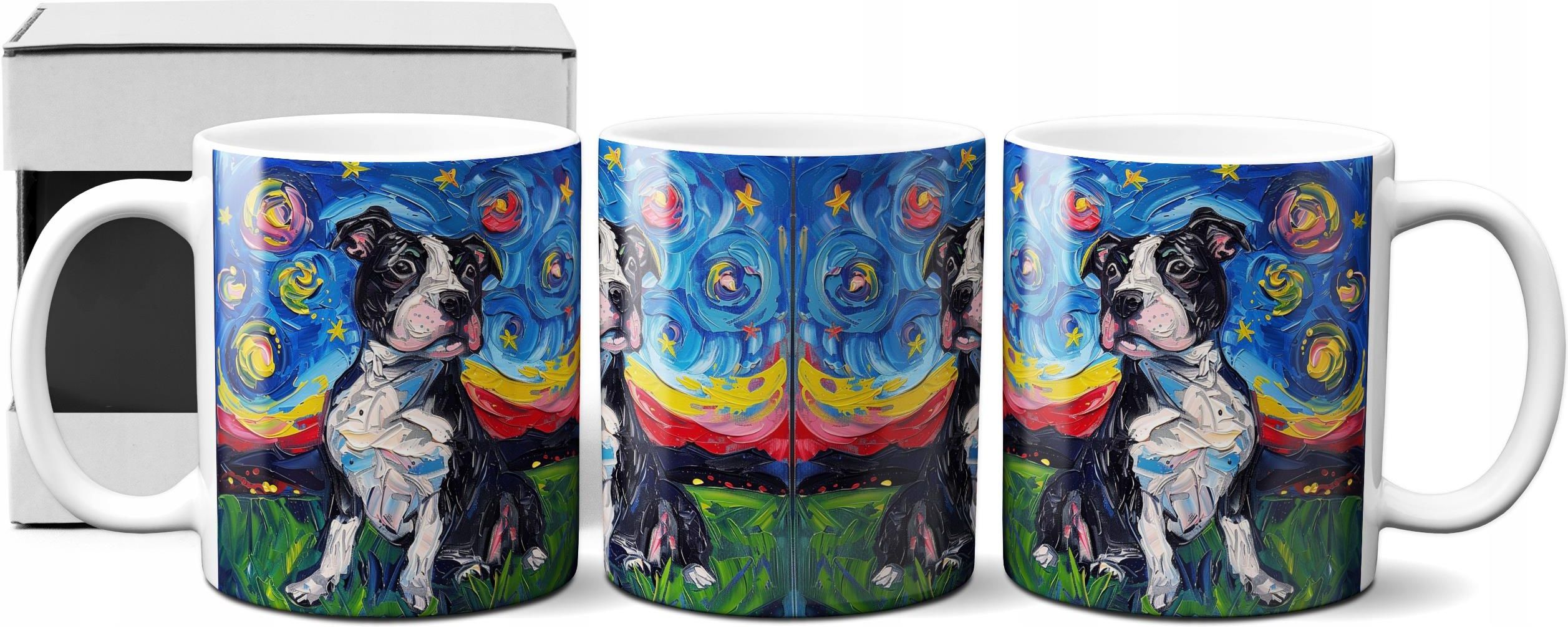 Staffordshire Bull Terrier Starry Night Gwiaździsta Noc Kubek Pies Dog ...