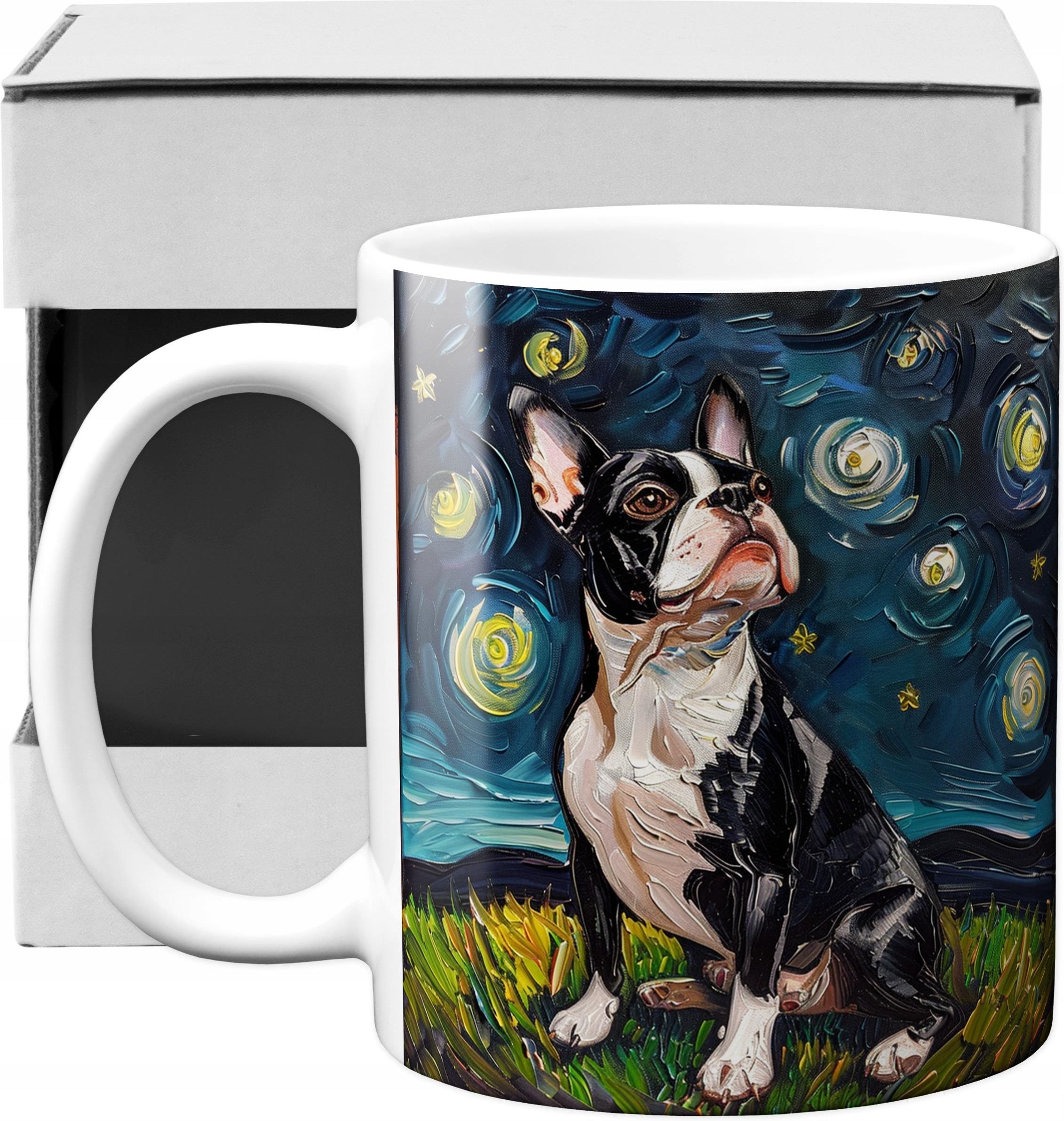 Boston Terrier Starry Night Gwiaździsta Noc Kubek Pies Terier Bull Dog ...