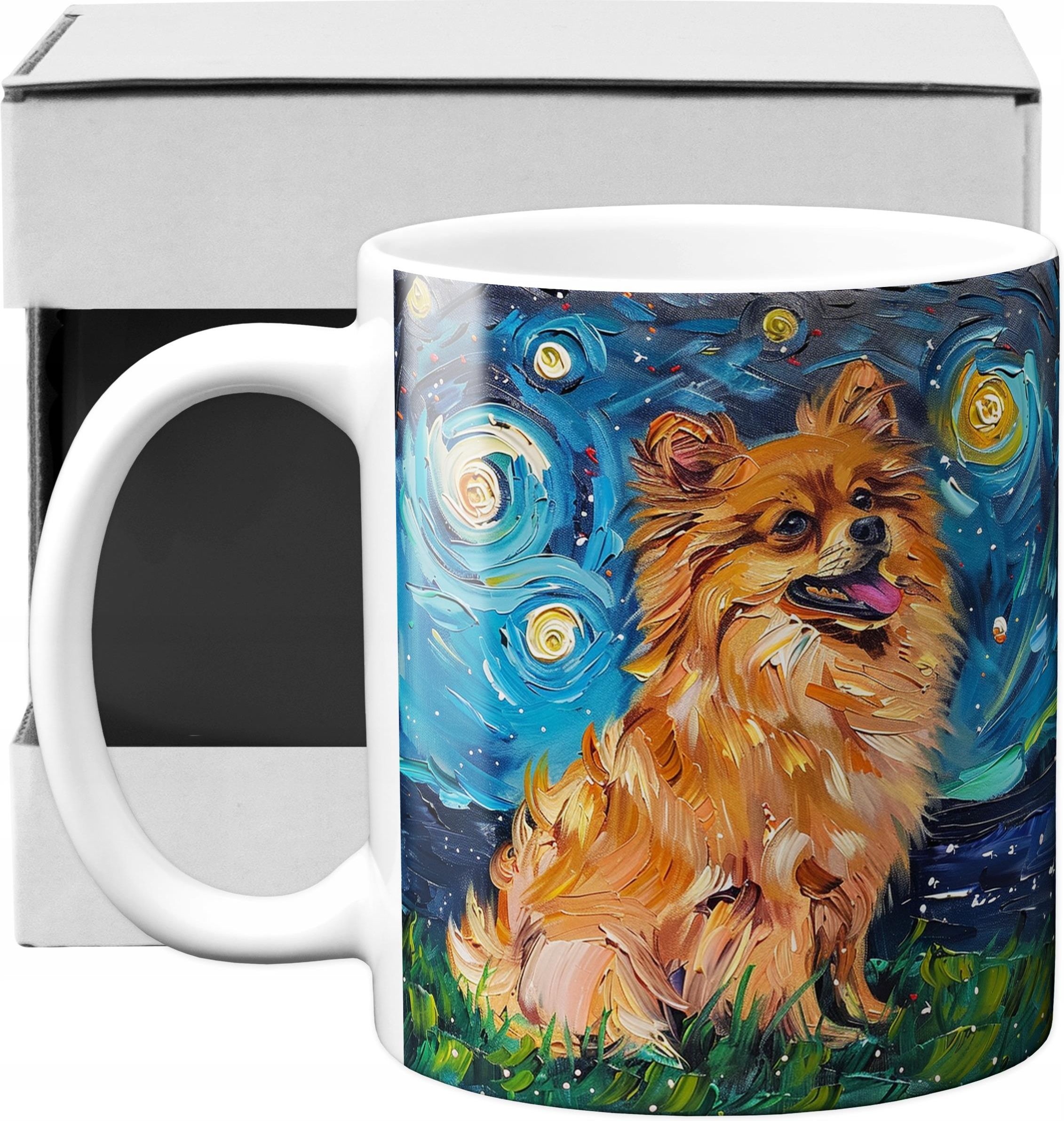 Szpic Miniaturowy Starry Night Gwiaździsta Noc Kubek Pies Pomeranian ...