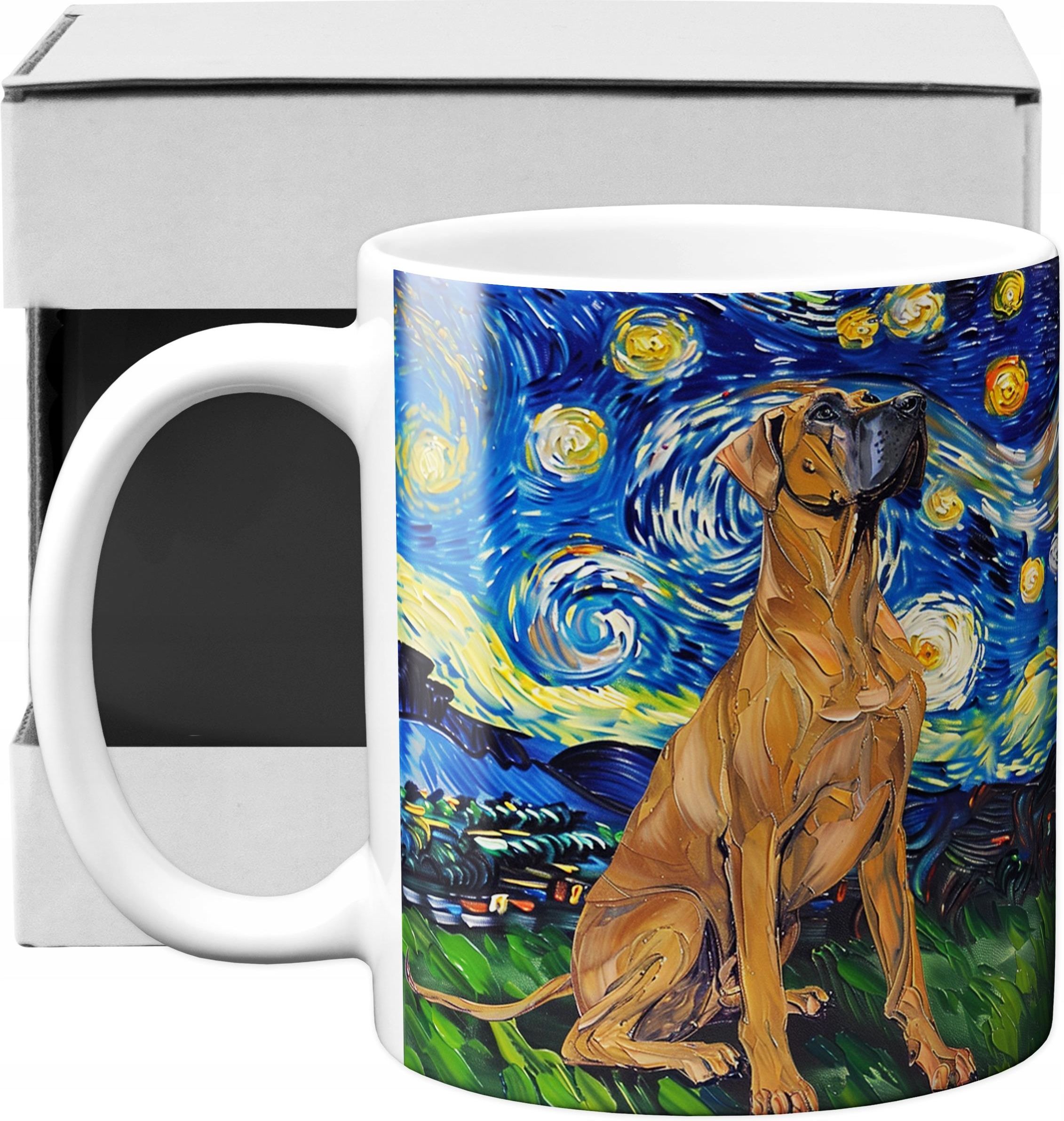 Dog Niemiecki Starry Night Gwiaździsta Noc Kubek Z Psem Pies Great Dane ...