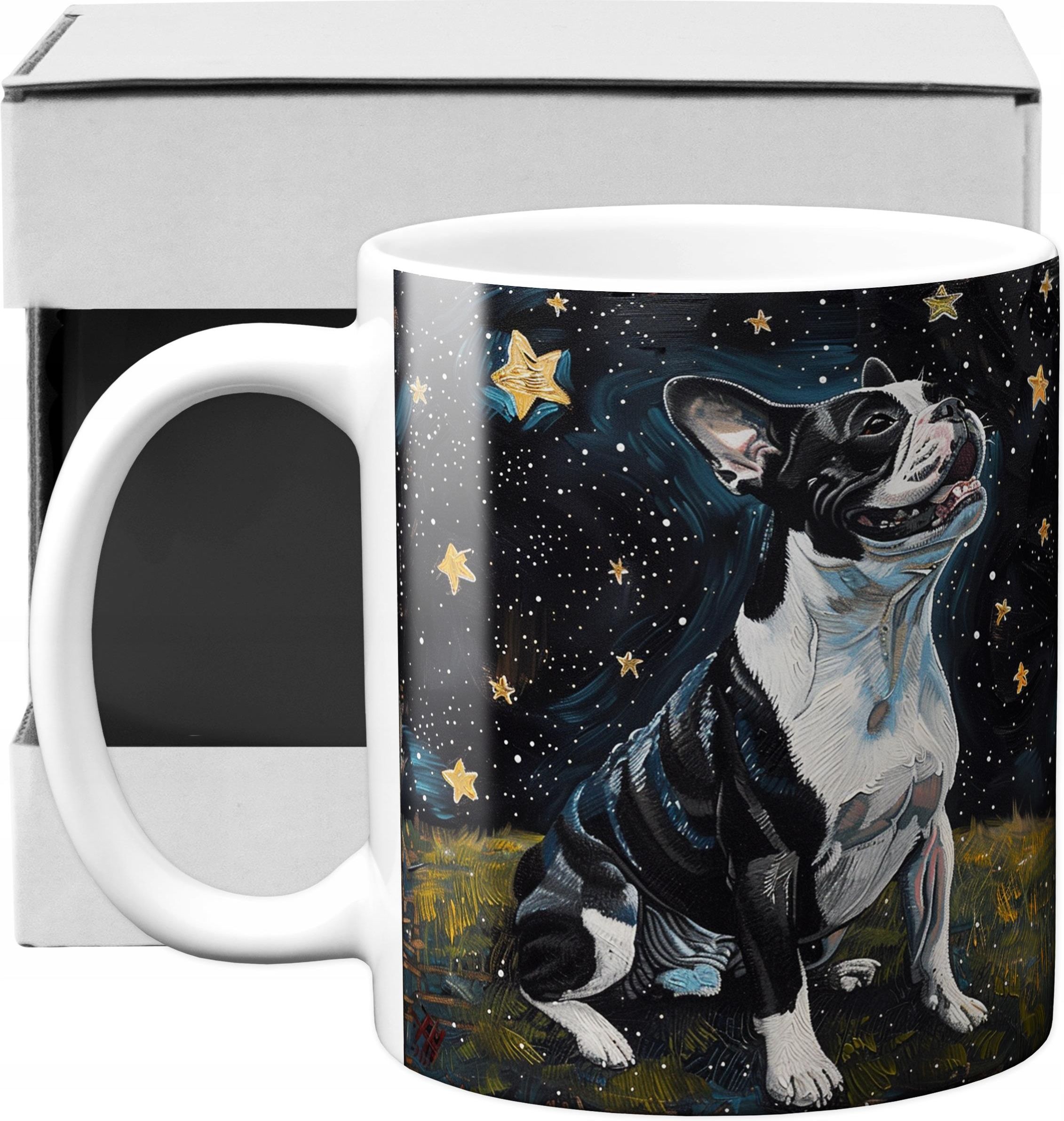 Boston Terrier Starry Night Gwiaździsta Noc Kubek Pies Terier Bull Dog ...