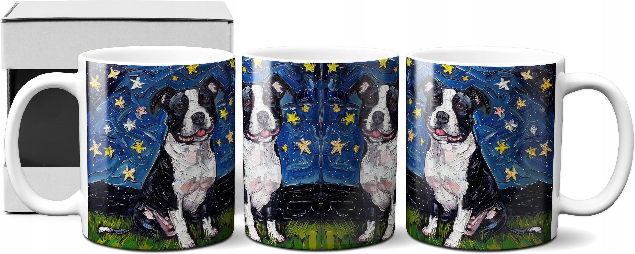 Amstaff Amerykański Staffordshire Terrier Starry Night Noc Kubek Pies ...