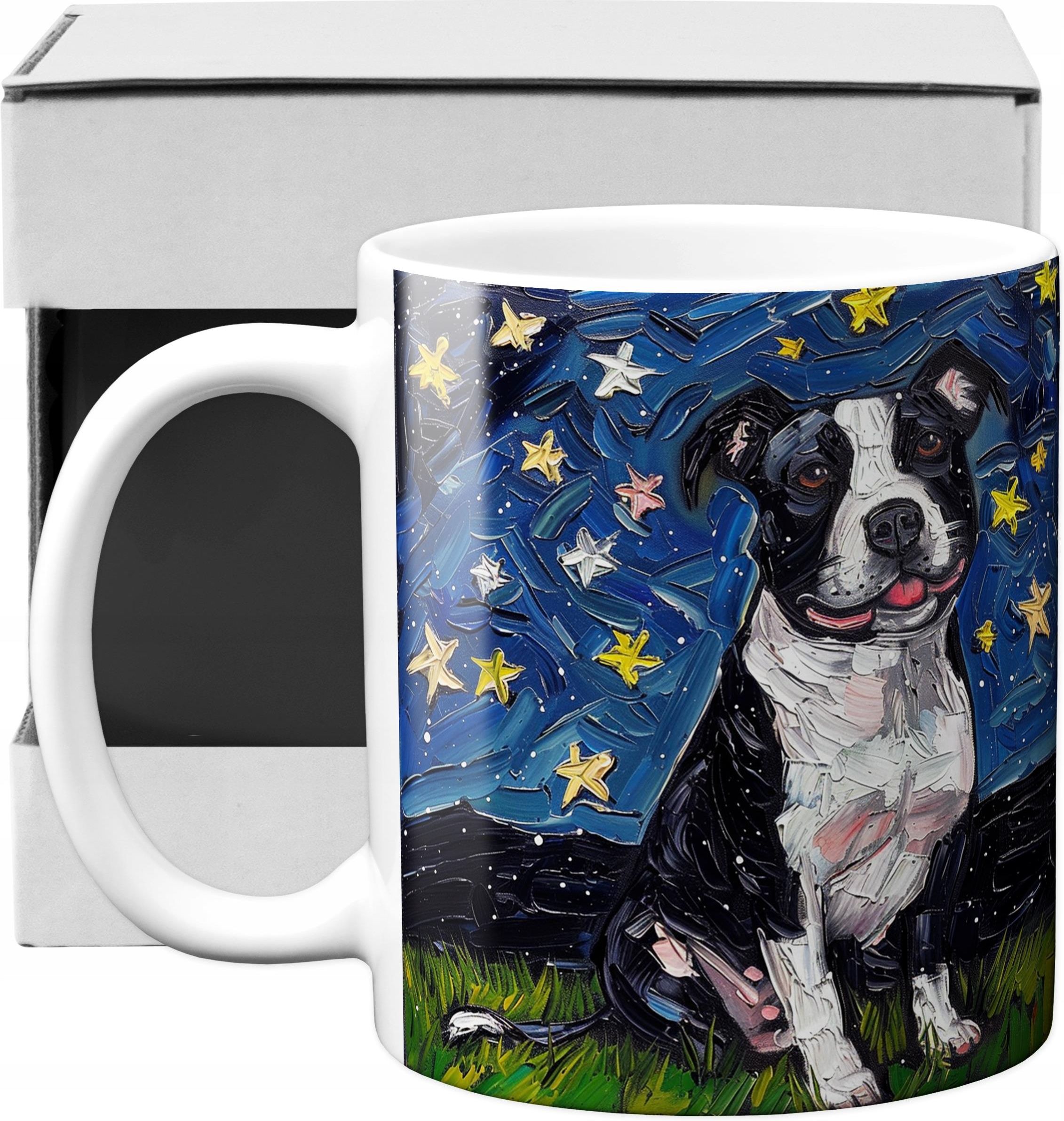 Amstaff Amerykański Staffordshire Terrier Starry Night Noc Kubek Pies ...