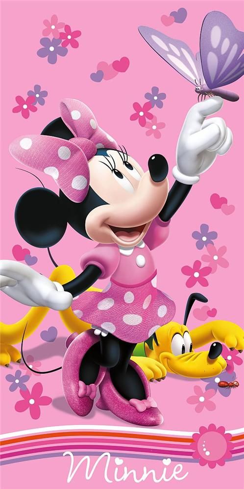 Ręcznik Myszka Minnie Miki 75X150 Mickey Minnie Mouse Pies Pluto Różowy ...