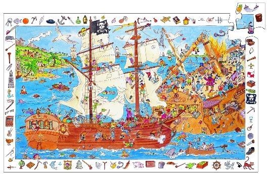 Djeco Puzzle Obserwacja Bitwa Piratów (100El. ) + Plakat - Ceny i ...