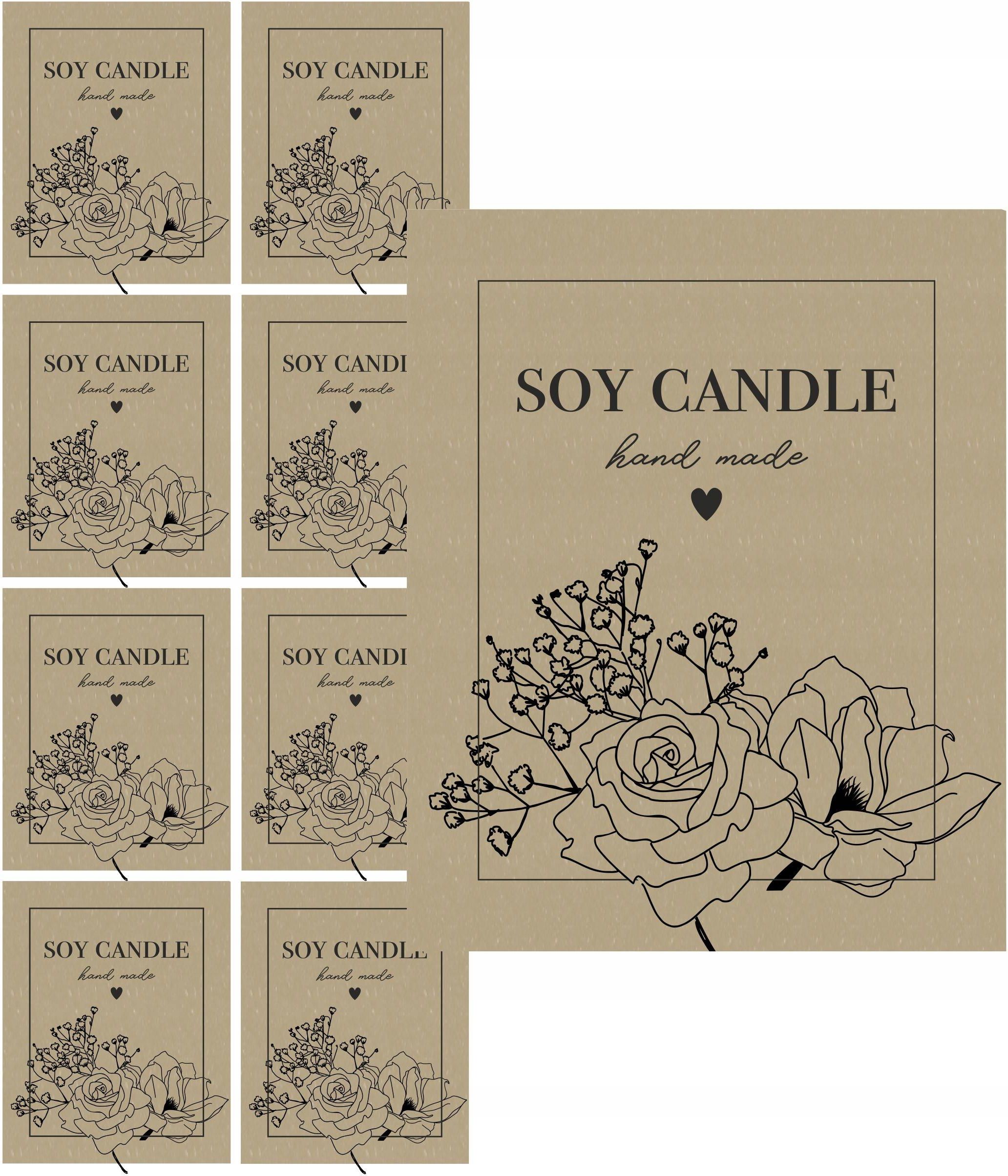 Lemurart Naklejki Na Świece Sojowe Prostokątne Kwiatowe Eco Rękodzieło ...