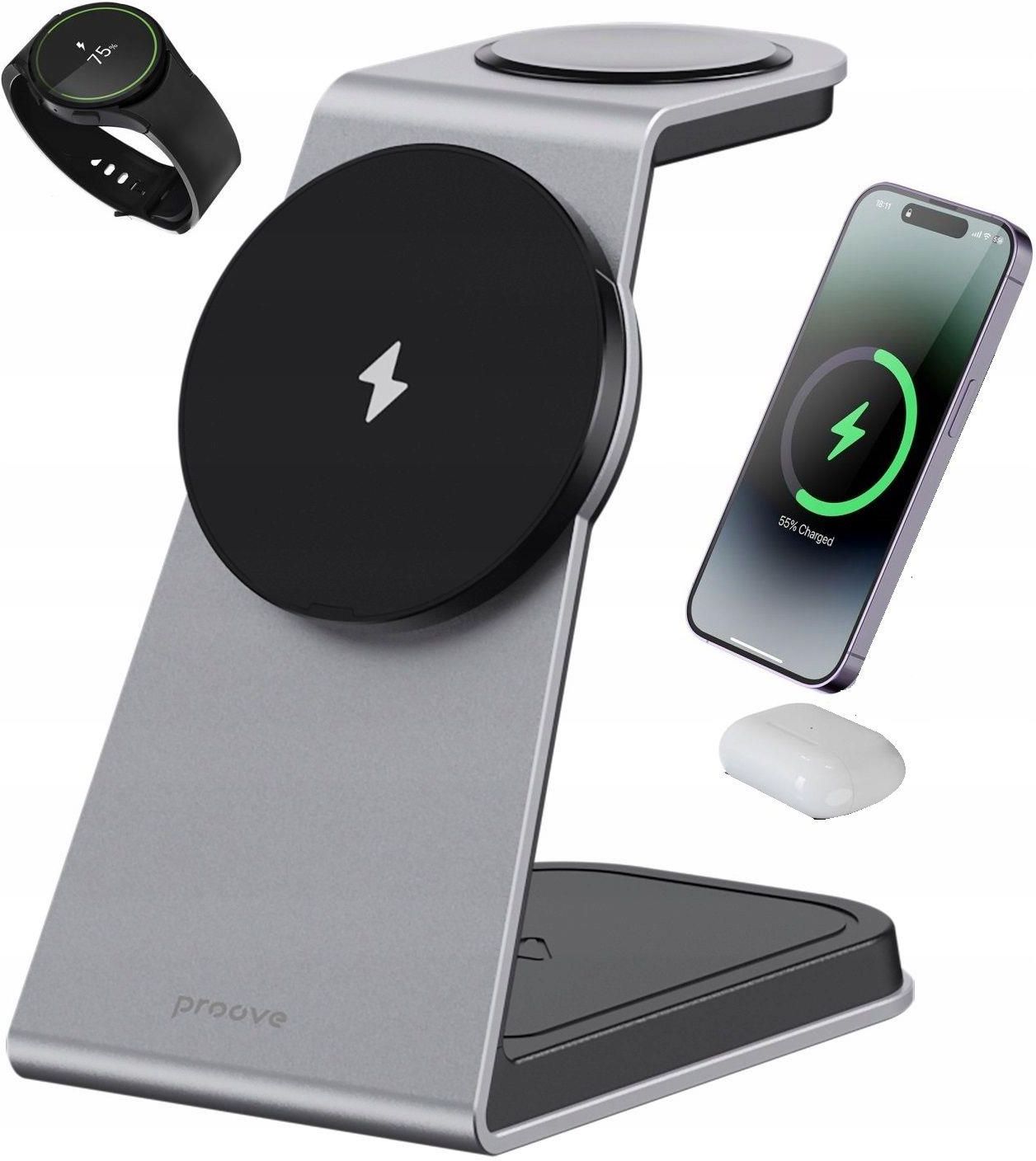 Ładowarka do telefonu Bezprzewodowa Ładowarka 3w1 QI MagSafe na Telefon Zegarek Słuchawki / Omni ...