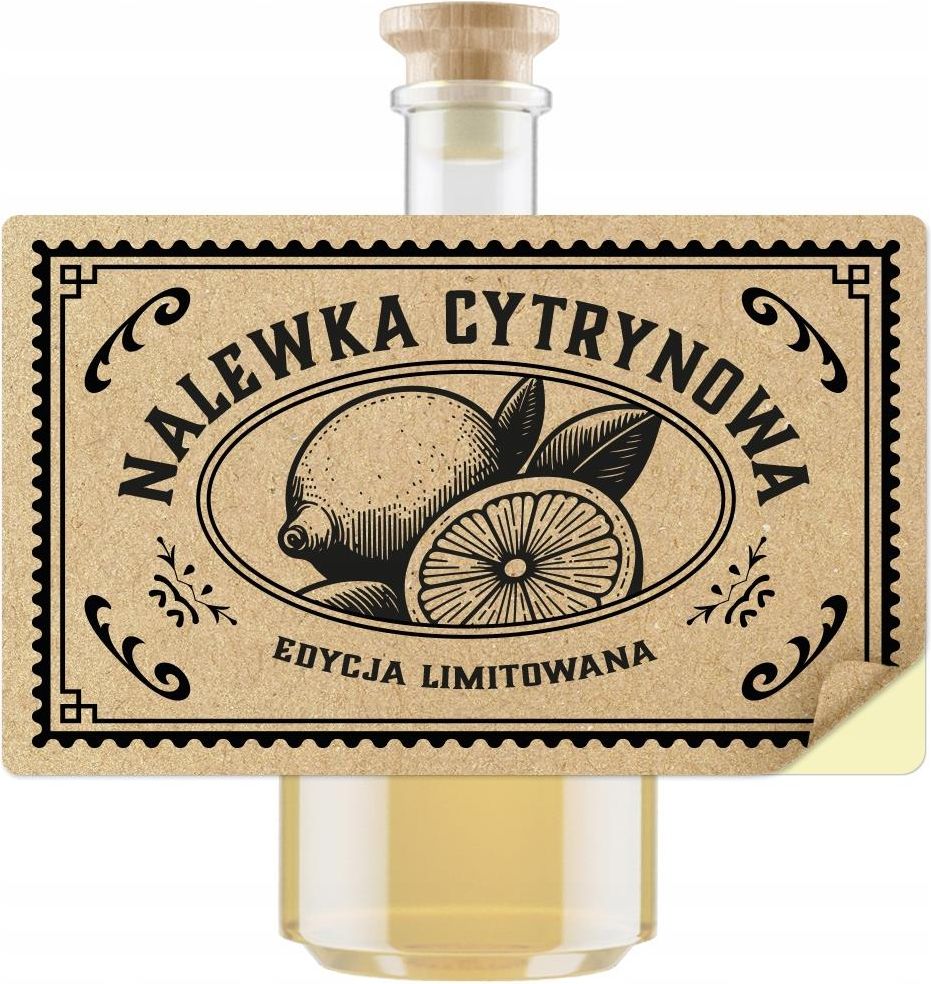Naklejki Etykiety Nalewka Cytrynowa Cytrynówka 24 szt Eko Kraft 10x6 cm ...