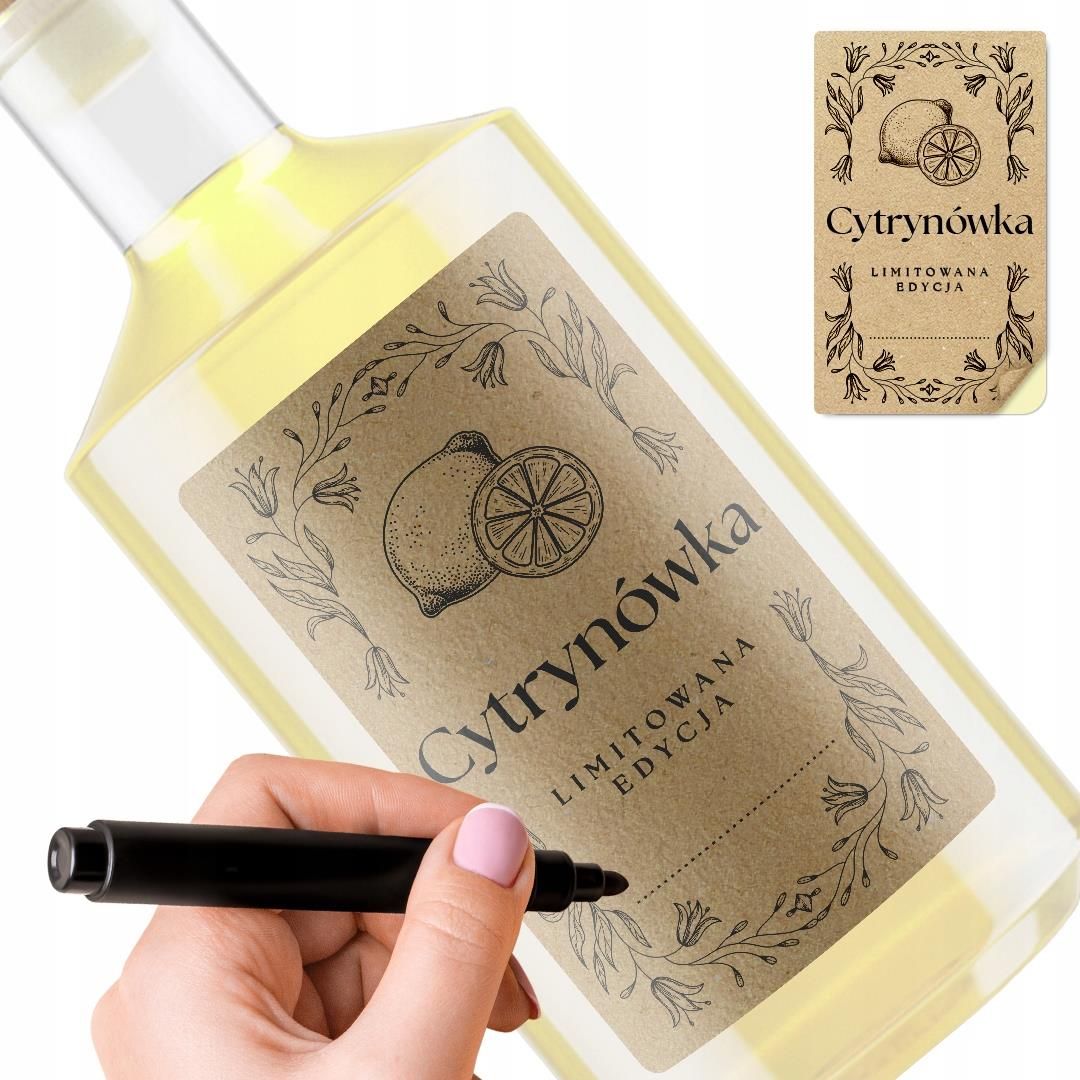 Naklejki Cytrynówka Nalewka Cytrynowa Etykiety na Butelki 24 szt Eko ...