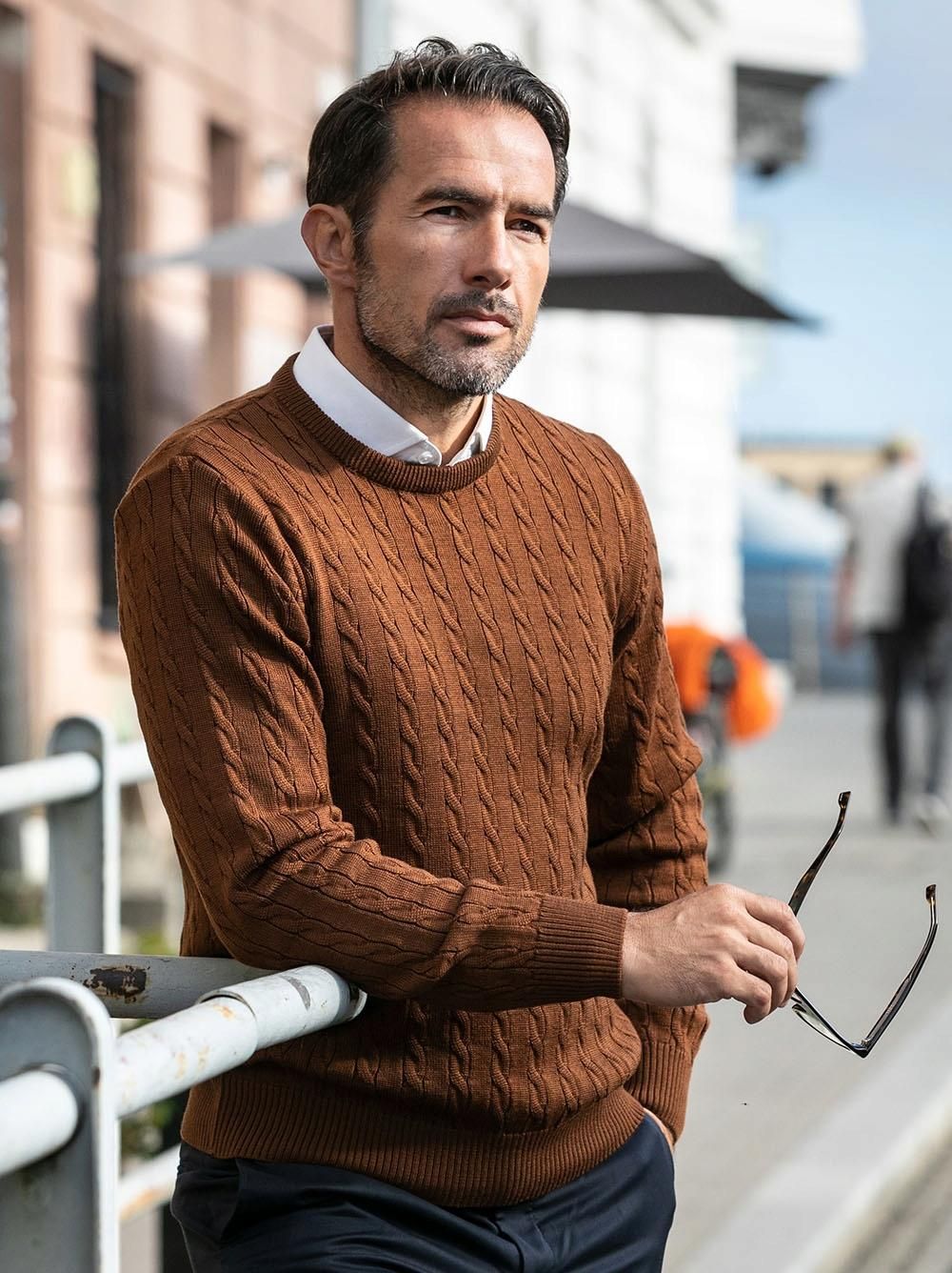 Sweter Męski Warkocz 100% Wełna Merino Brąz XXL - Ceny i opinie - Ceneo.pl