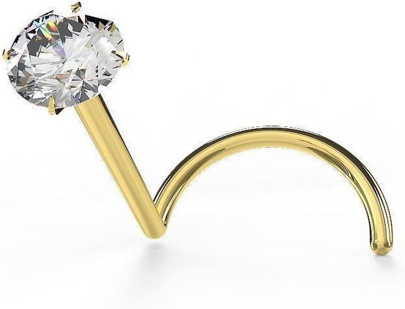 Złoty kolczyk do nosa z diamentem 585 haczyk 1,8 mm - Ceny i opinie ...