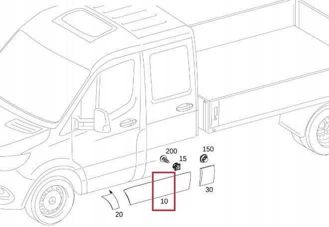 Listwa boczna Mercedes Sprinter 907 910 Listwa Szeroka Drzwi Lewych Oe ...