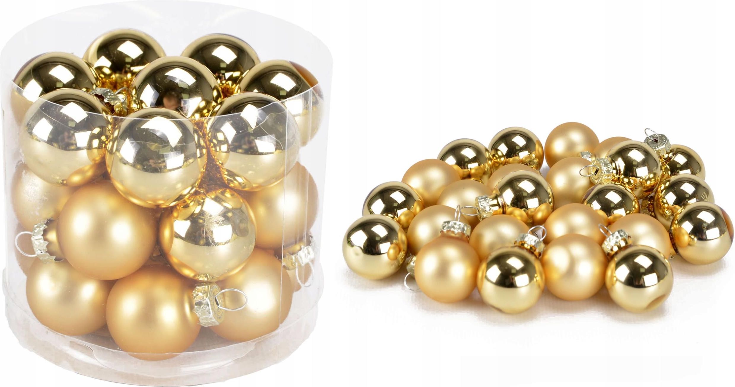Szklane Mini Bombki Dekoracja Choinka Stroik 24szt. Złote (20293 ...