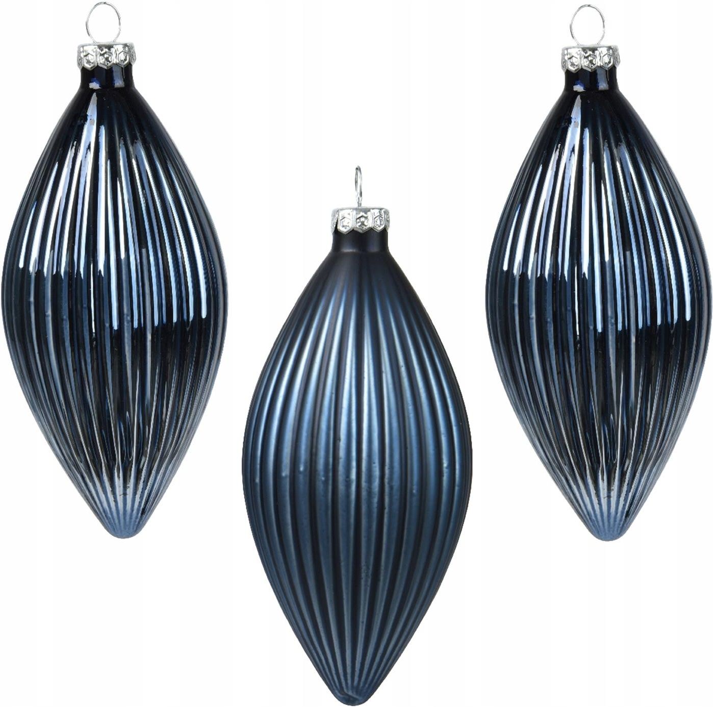 Gardenplus+ Granatowe Szklane Bombki Choinkowe Sople 13Cm Matowe ...