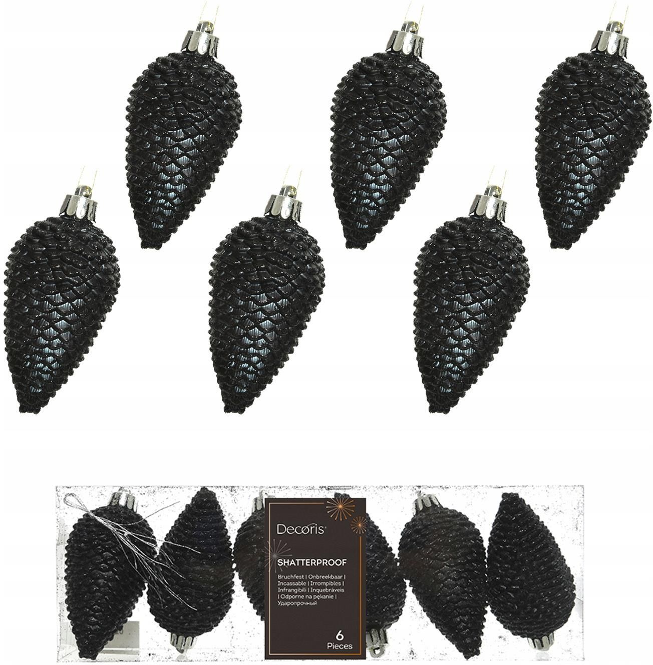 Gardenplus+ Czarne Szyszki Zawieszki Choinkowe Bombki Plastikowe 8Cm ...