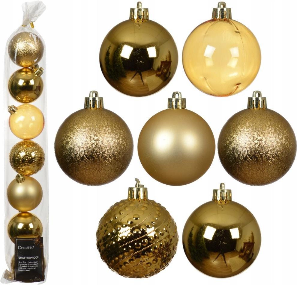 Kaemingk Bombki choinkowe dekoracyjne plastikowe Złote na choinkę 6cm 7szt - Opinie i atrakcyjne ...