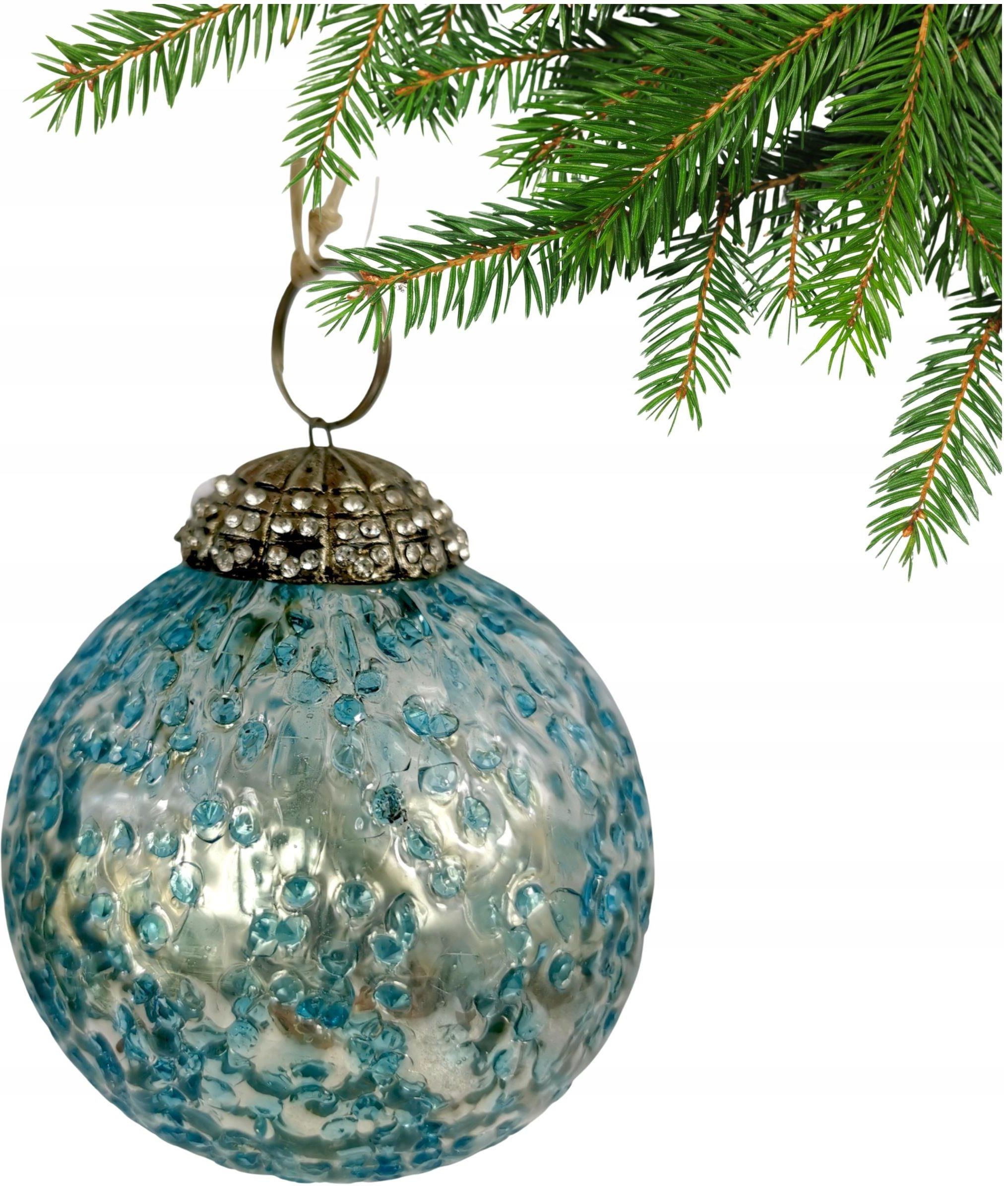 Kaemingk Bombki Choinkowe Szklana Błękitna Z Brylancikami Ozdoba Świąteczna 7,5CM - Opinie i ...