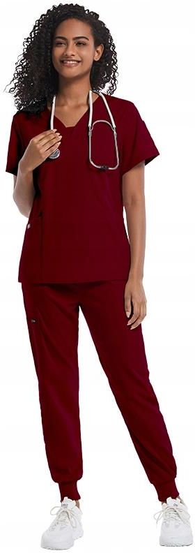Komplet Medyczny Damski Scrub Uniform Model Heal Kolor Burgundy Rozmiar ...