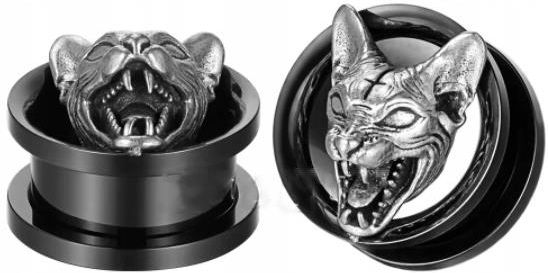 Ch84 tunel plug stalowy odkręcany Kot Sfinks czarny krzyż 14mm - Ceny i ...
