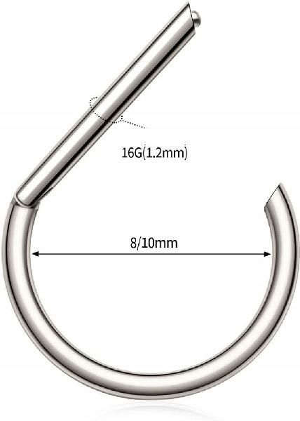 Kolczyk segmentowy clicker septum helix stalowy rook half D-ring 10mm ...