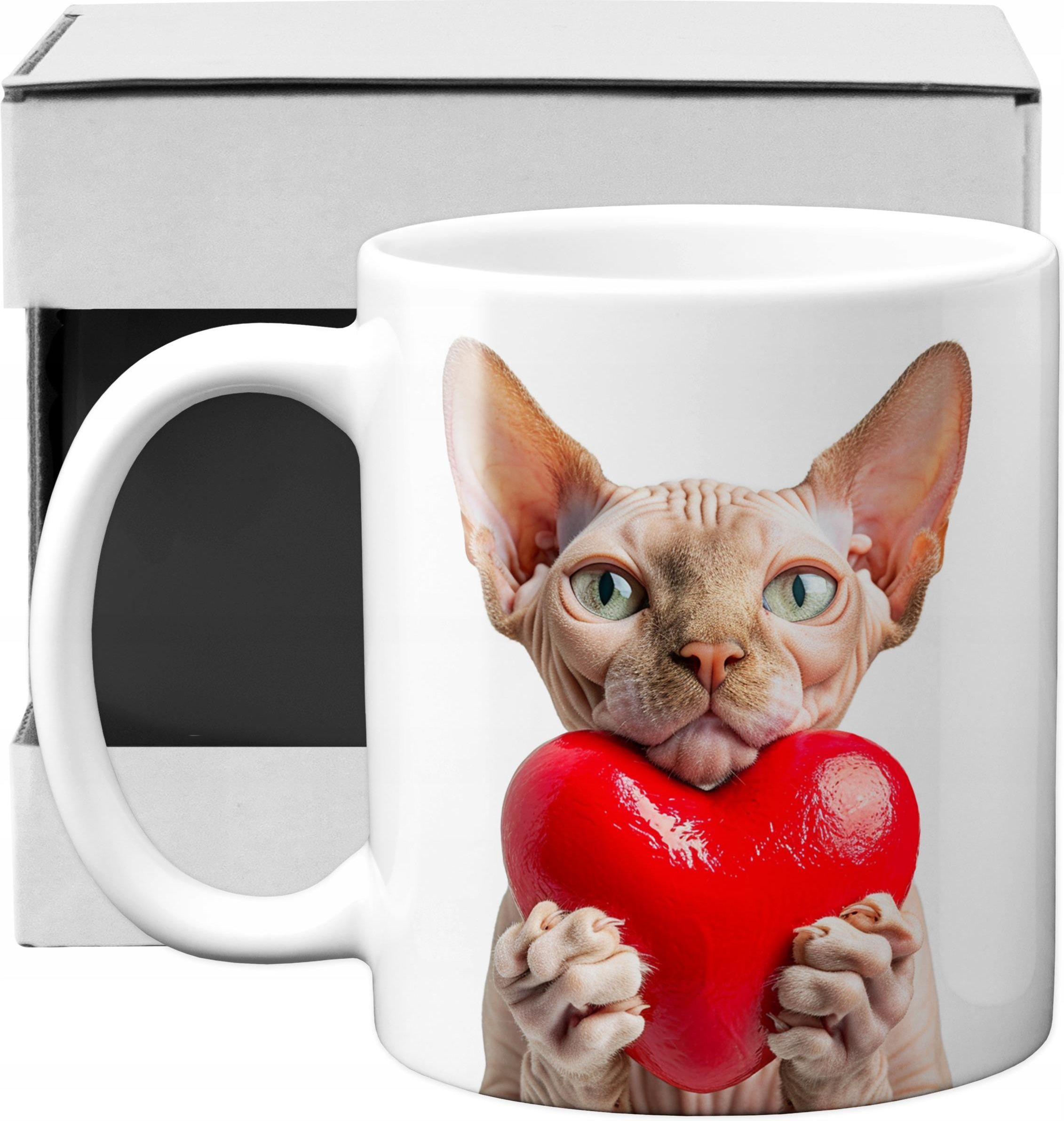 Kubek Z Kotem Kot Sfinks Sphynx Kociara Kotek Cat Serce Walentynki ...