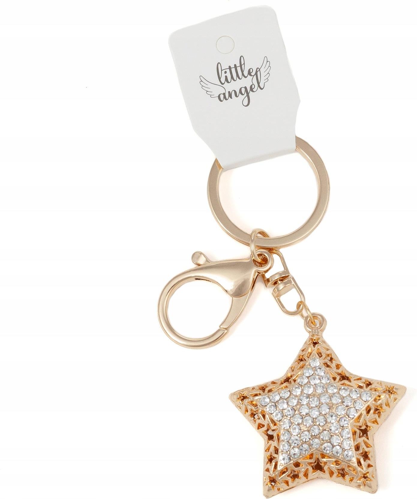 Little Angel Brelok Do Kluczy Gwiazdka 3D Złota Z Cyrkoniami Zawieszka ...