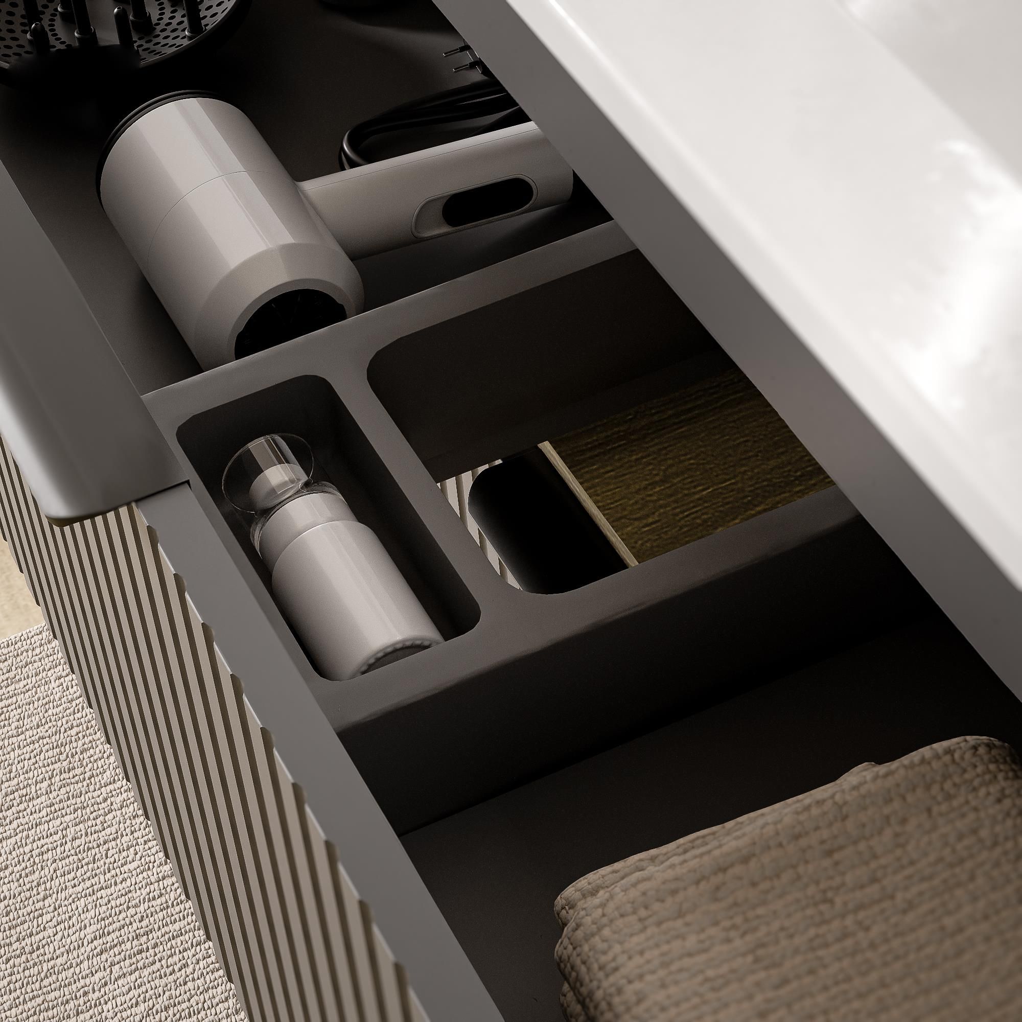 Bernstein TIM 80cm Frezowany Antracyt Mat - Blat Czarny Mat + Uchwyt ...