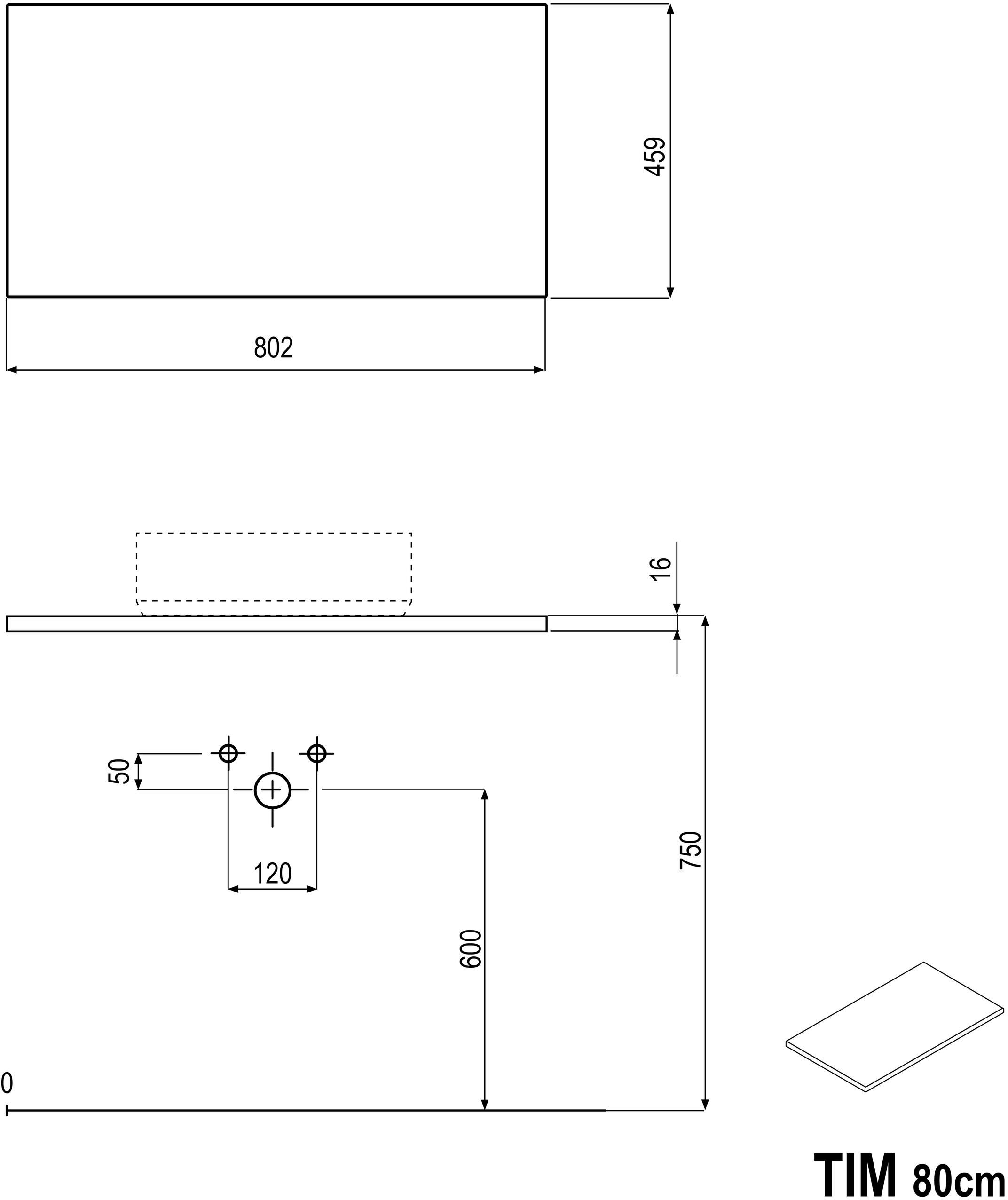 Szafka pod umywalkę Bernstein TIM 80cm Frezowany Antracyt Mat - Blat ...