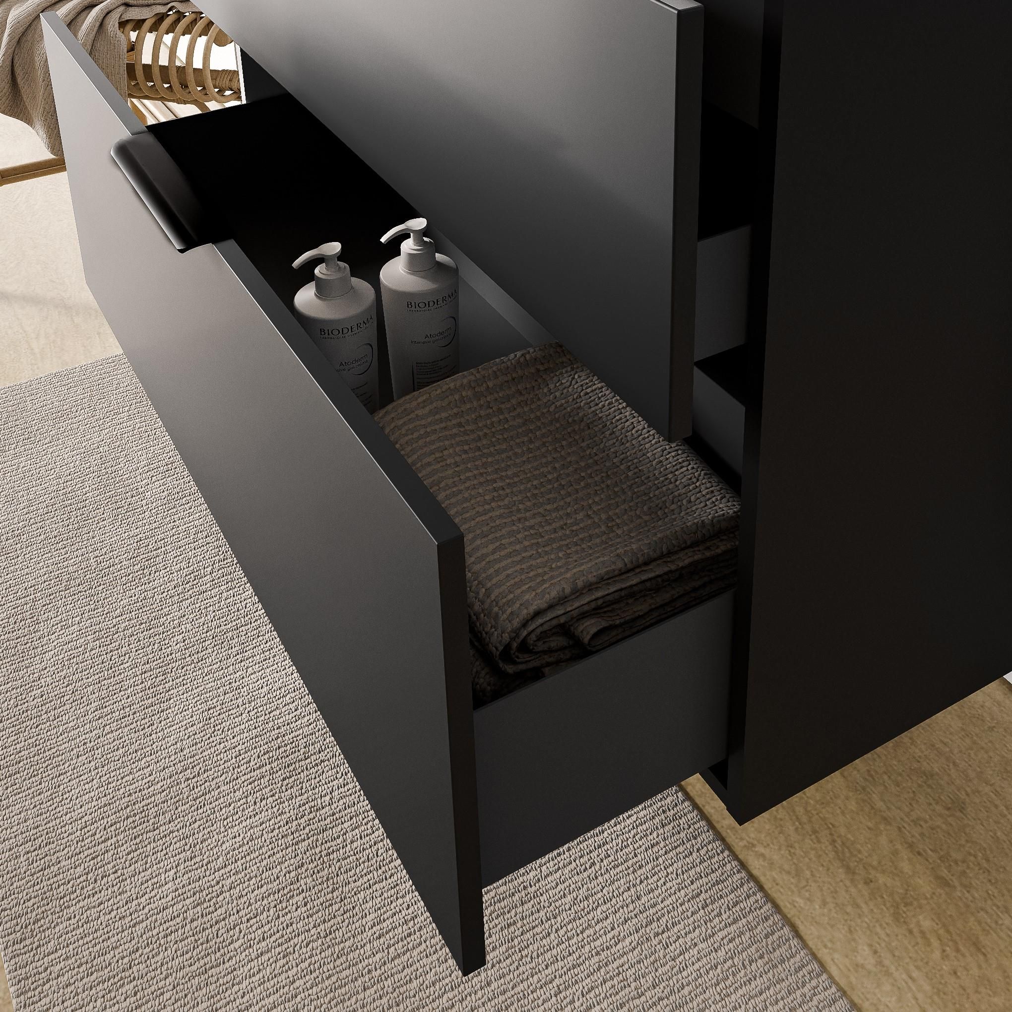 Bernstein TIM 60cm Czarny Mat - Blat Dąb Szary + Uchwyt Czarny Mat ...