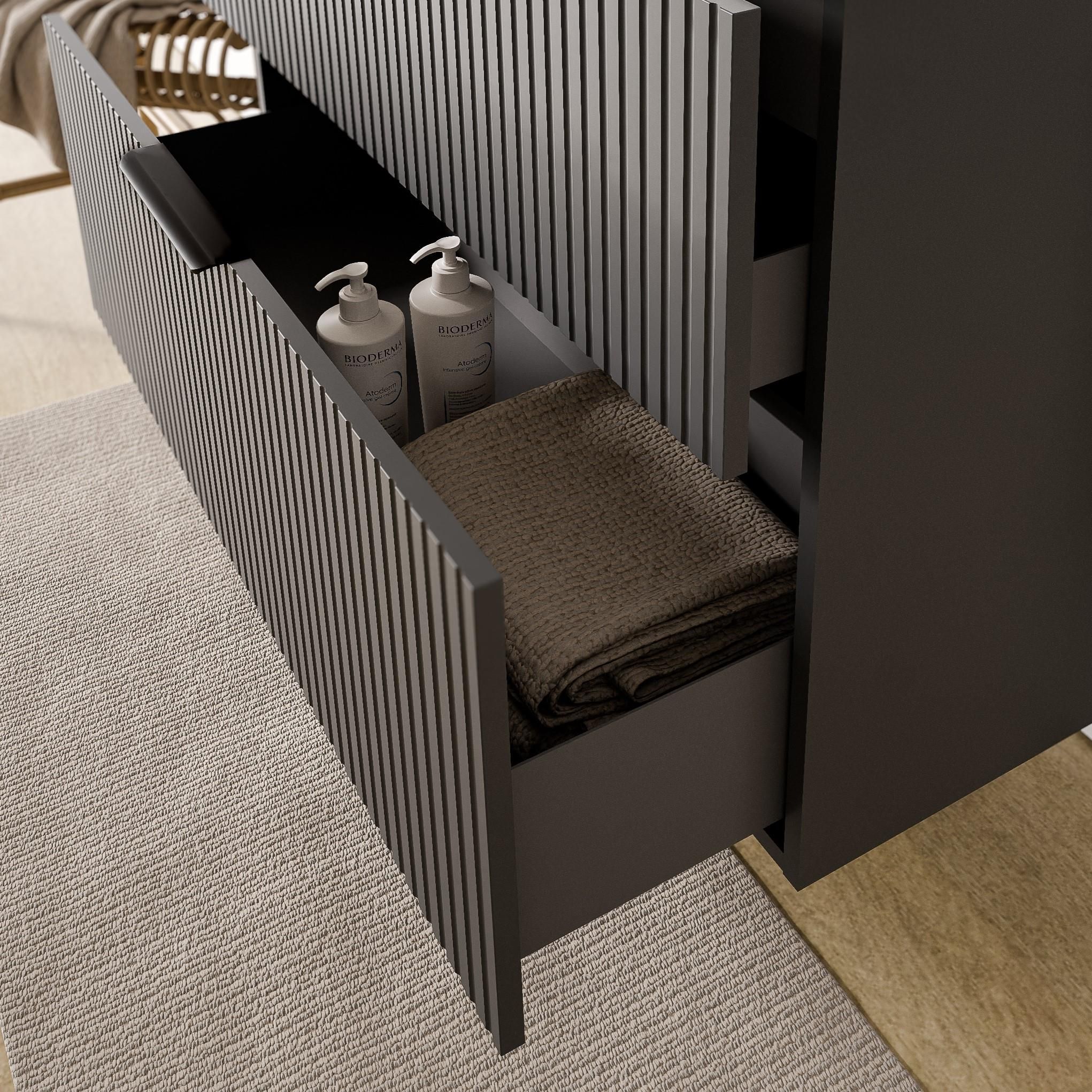 Bernstein TIM 100cm Frezowany Antracyt Mat - Blat Biały Połysk + Uchwyt ...