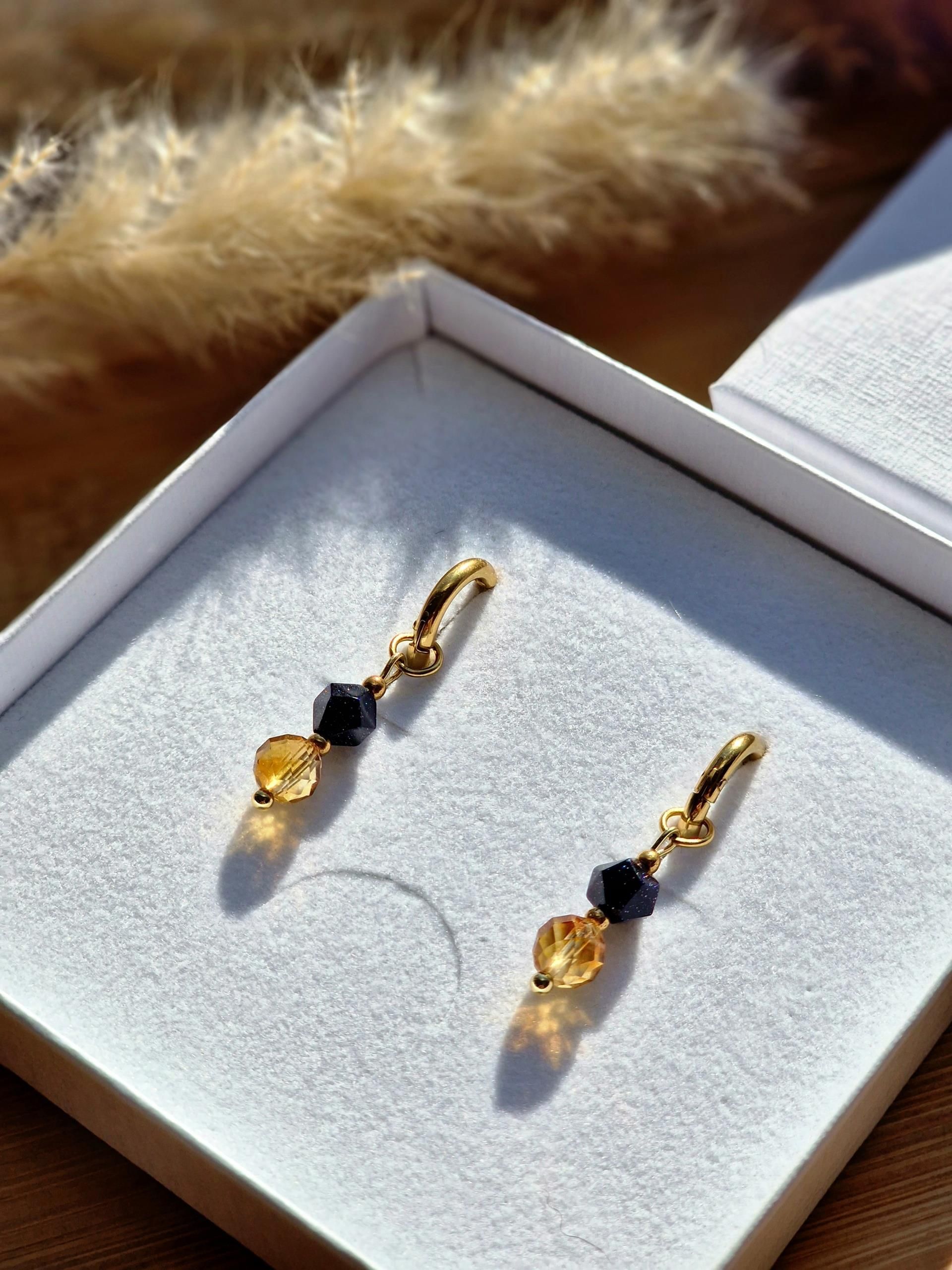 Kolczyki kamień naturalny Noc Kairu, Cytryn, Hematyt - Ceny i opinie ...