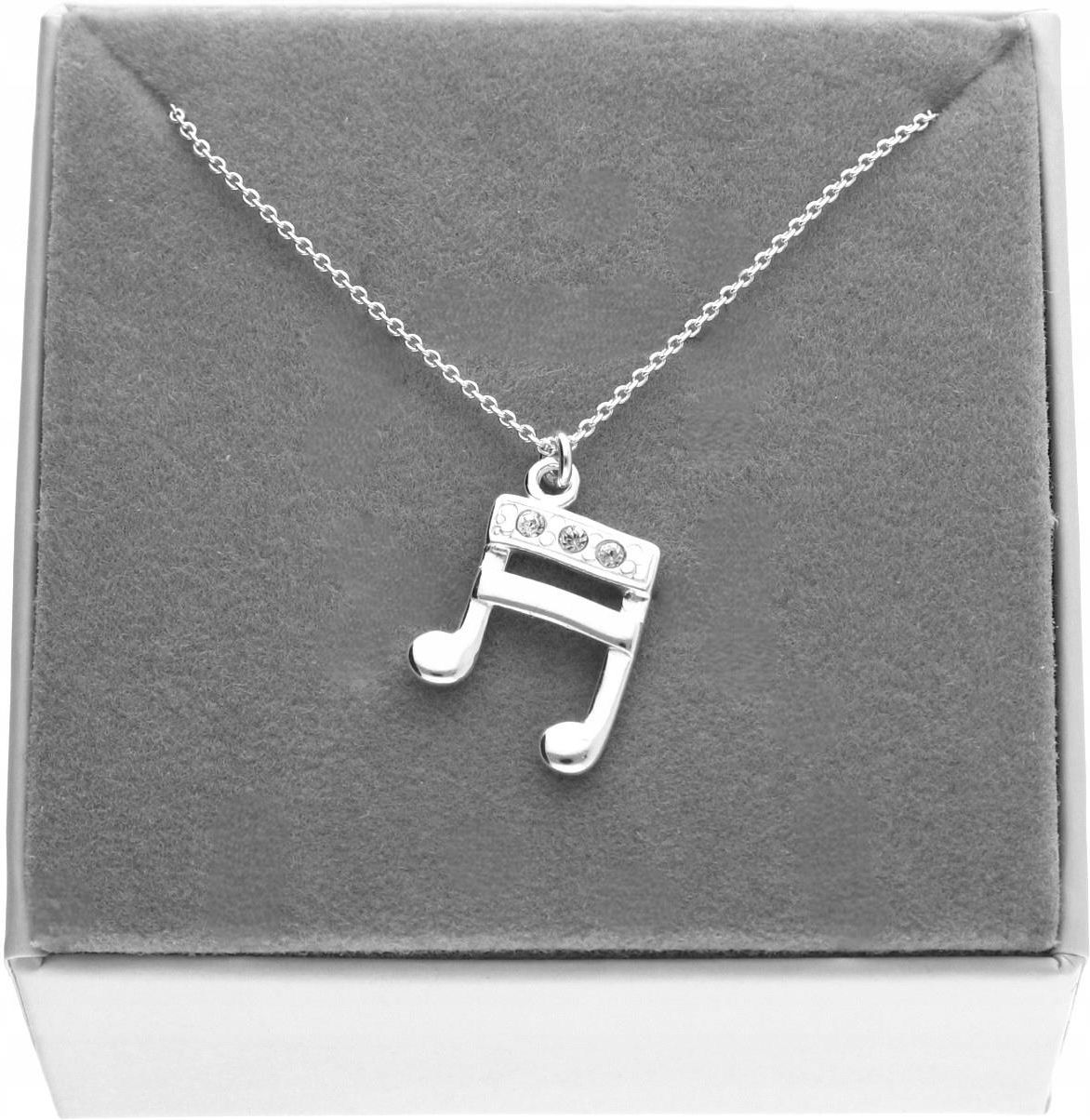 Naszyjnik srebrny nutka z nutką łańcuszek z nutką cyrkonie srebro 925 ...