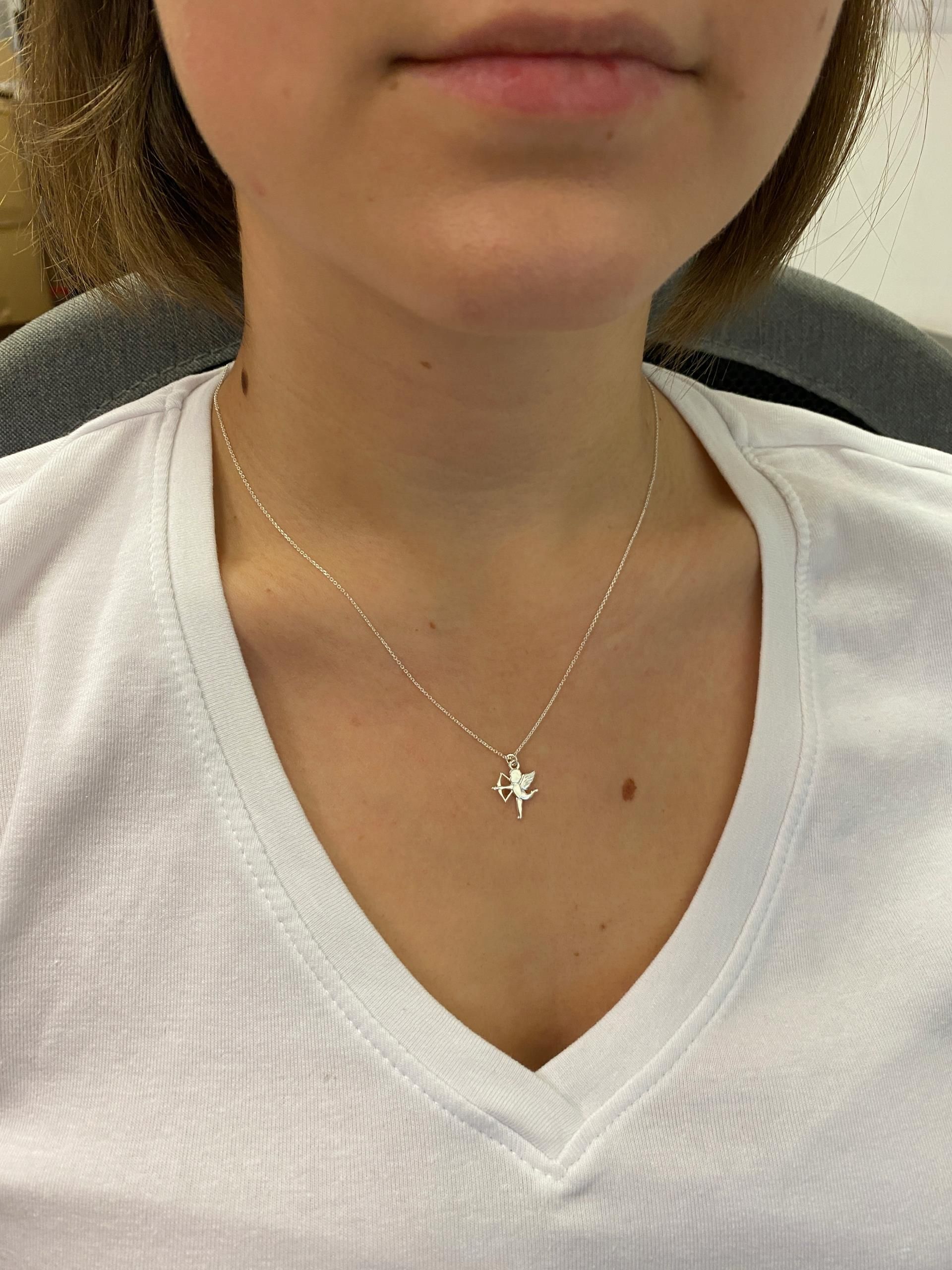 Srebrny naszyjnik z aniołkiem amorkiem aniołek ze strzałą Srebro 925 40 ...