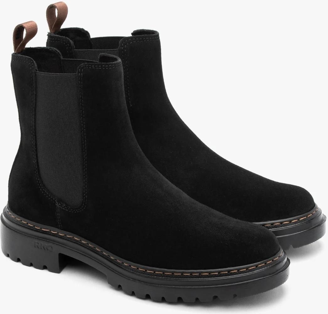 Czarne modne sztyblety skórzane welurowe buty damskie jesienne Ryłko 41 ...