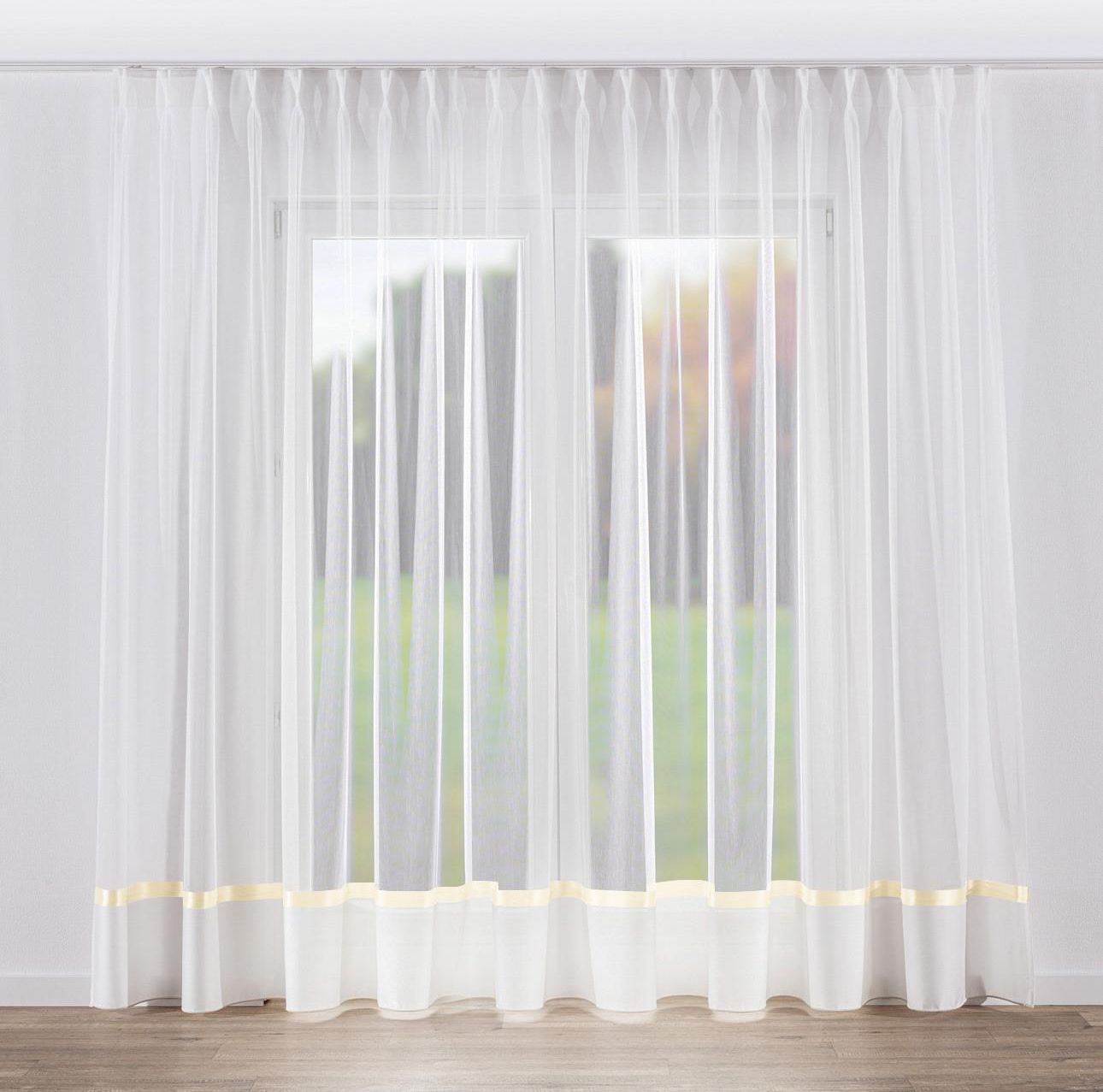 Dekoria Firana na haczykach flex podwójnych ecru z satynowym złotym ...