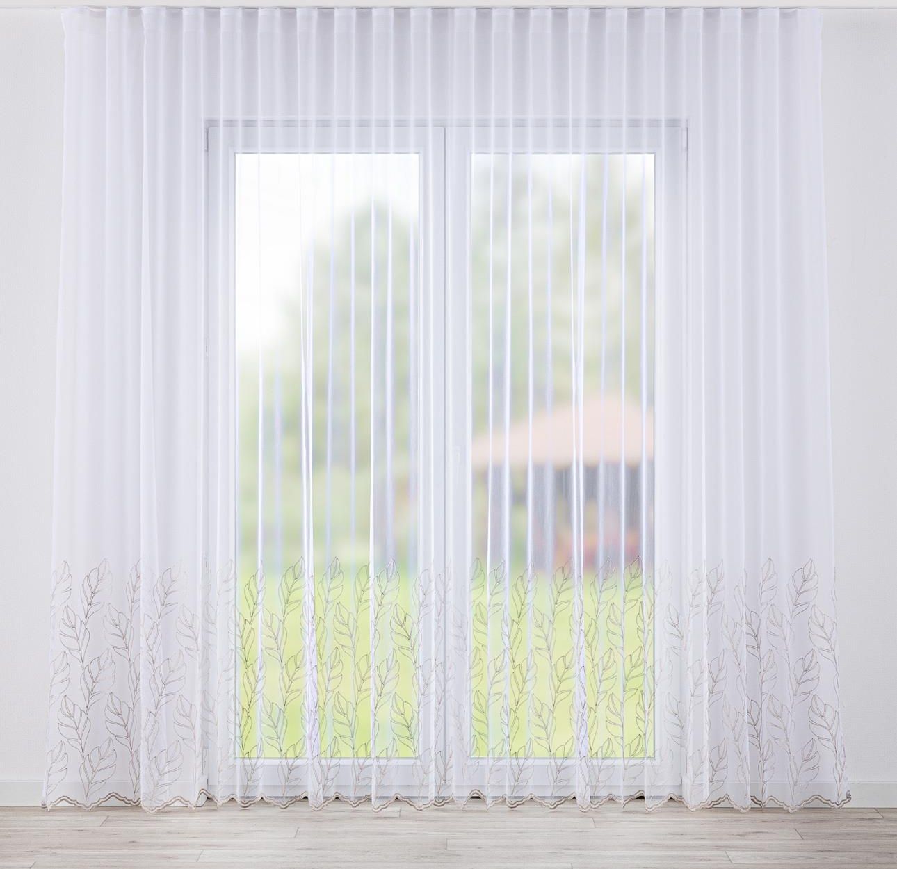 Dekoria Firana na taśmie wave biały ze złotym wzorem Woale i firany 140 ...