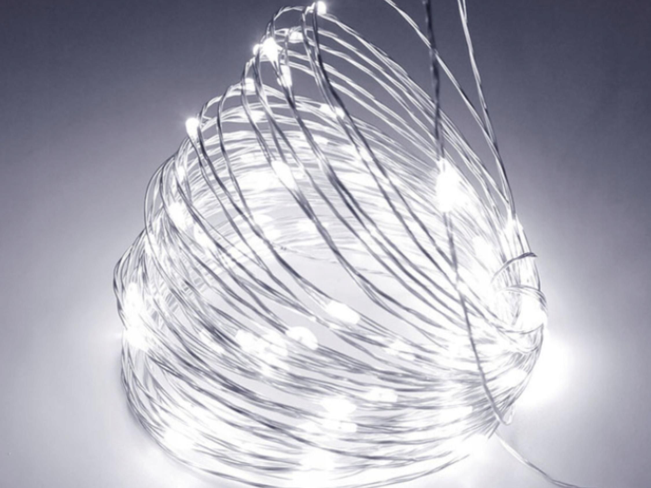 Topoblu Lampki Choinkowe Świąteczne Drucik 50 Led Baterie Barwa Biała ...