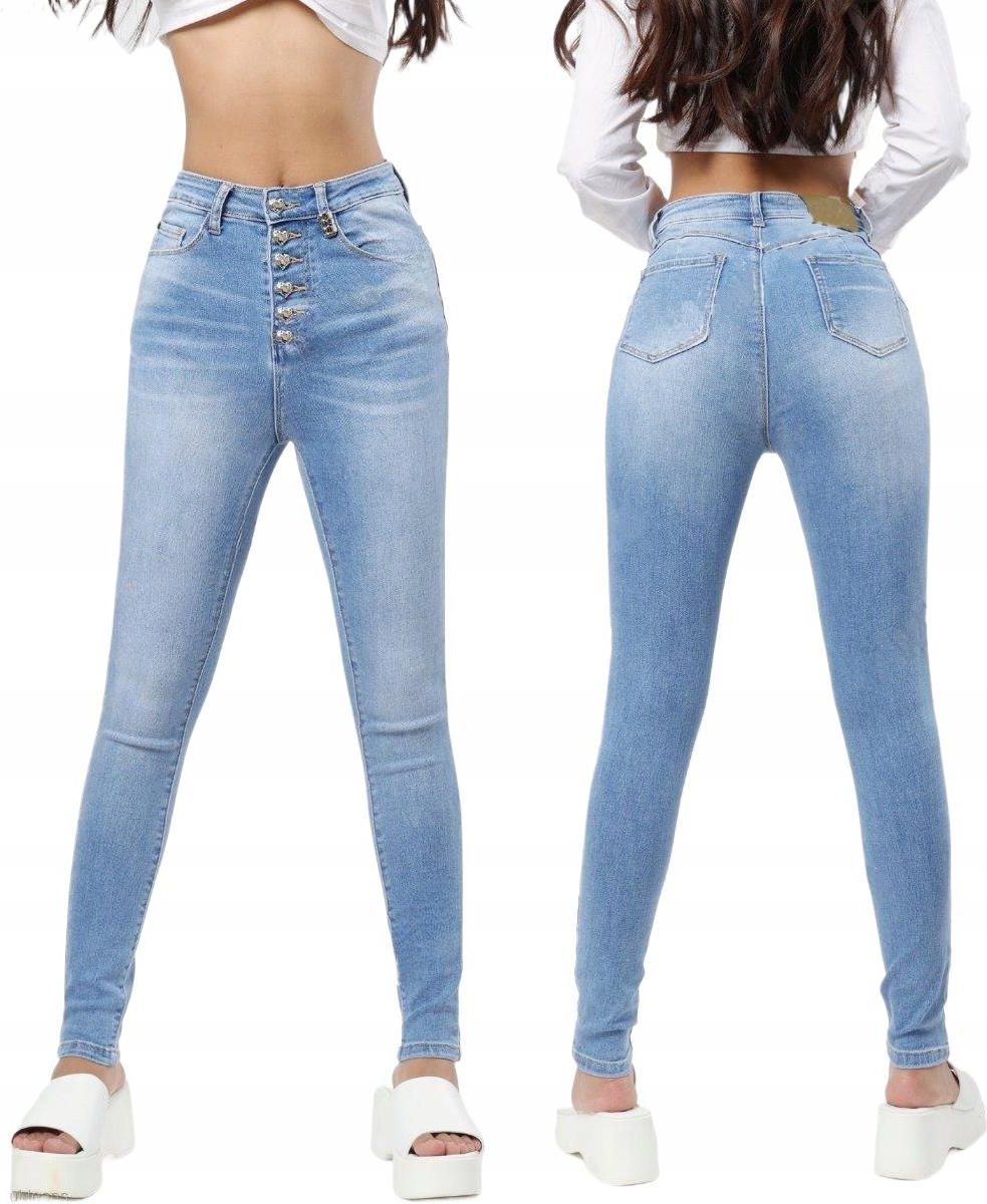 Rurki Spodnie Damskie Elastyczne Jeansy Dopasowane Push Up Premium S ...