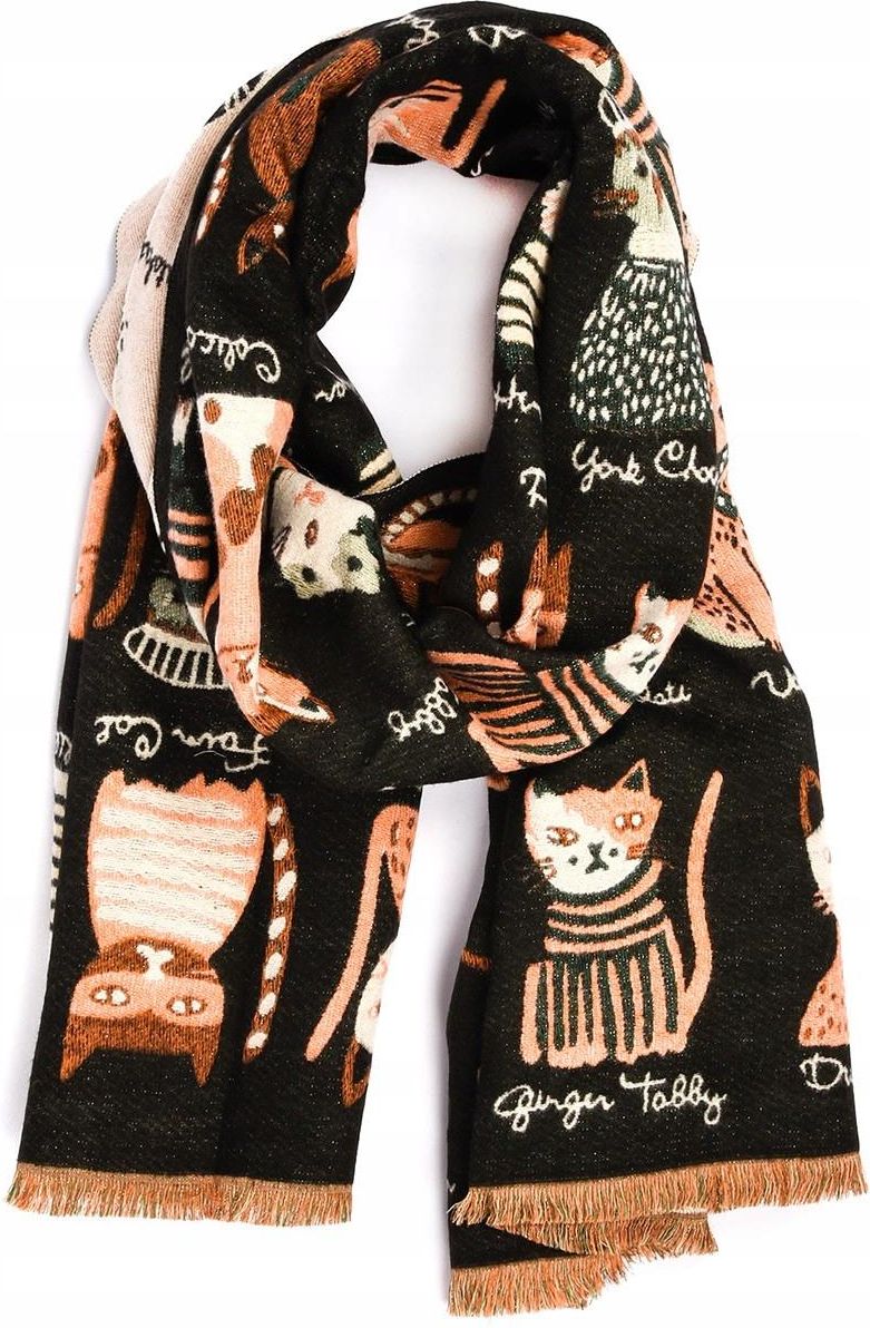DUŻY SZALIK DAMSKI BAWEŁNIANY CIEPŁY DWUSTRONNY KOTY - Ceny i opinie - Ceneo.pl